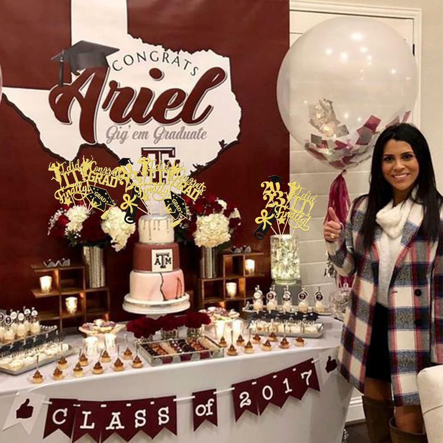 12 piezas de 2023 palos de centro de mesa temáticos de graduación 2023 ...