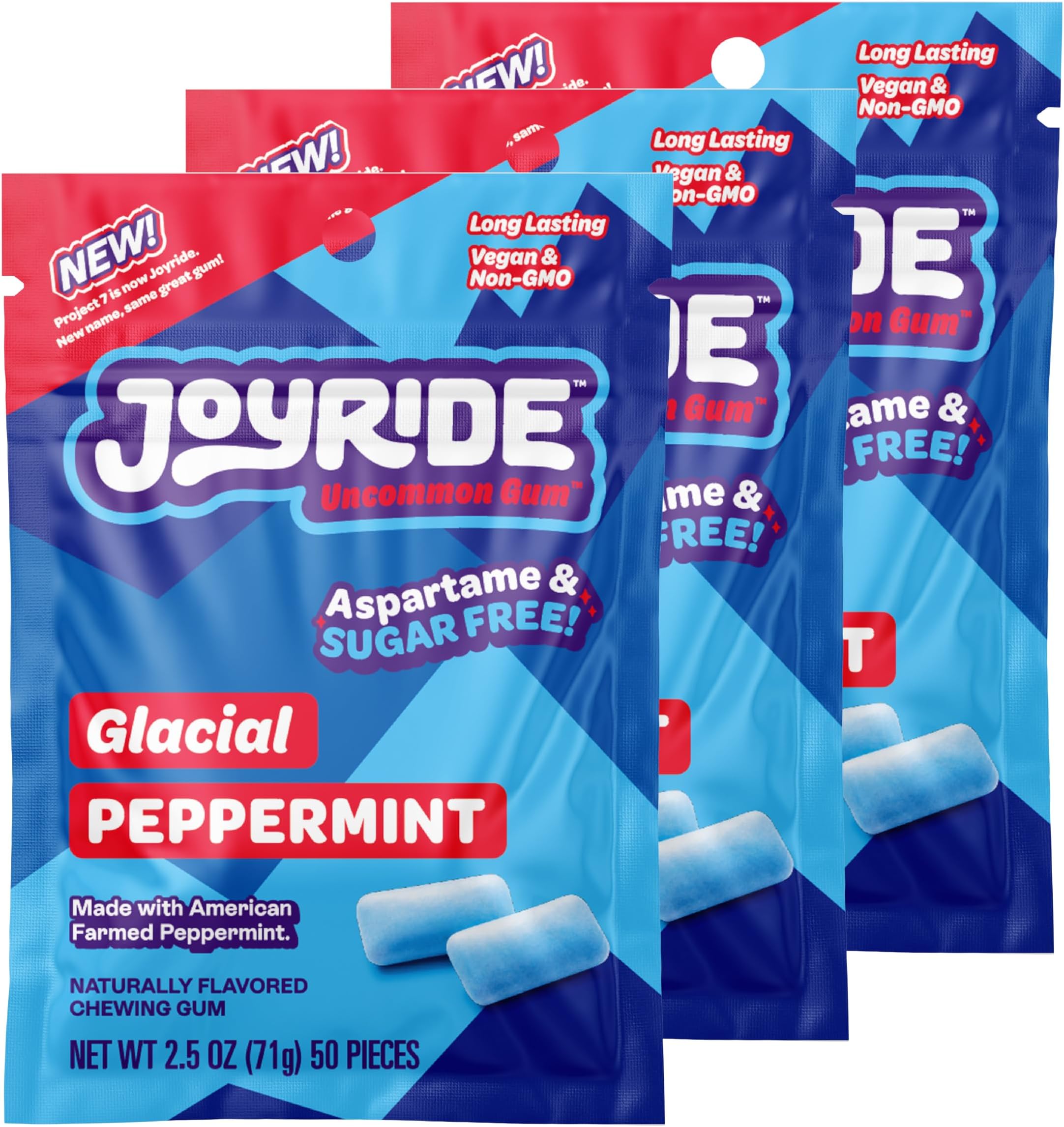 Amazon.com : Joyride Gum - Glacial Peppermint, Aspartame & Sugar Free ...