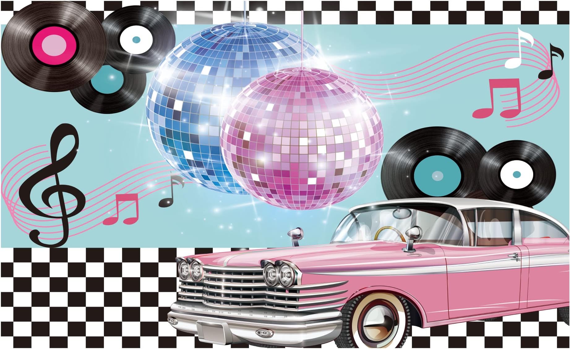 Amazon.com : Back to 50's Sock Hop Photography Backdrop Vinyl 7x5ft for ...
