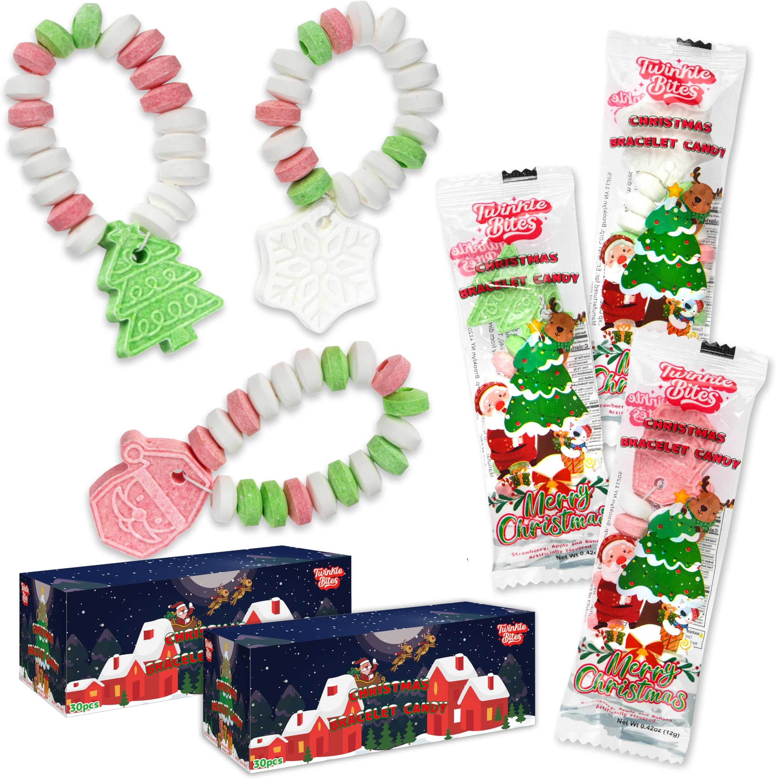 Amazon.com : 30 Pack Candy Bracelets - Individually Wrapped Christmas ...