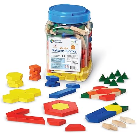 Amazon.com: Learning Resources Plastic Pattern Blocks - Set of 250 ...