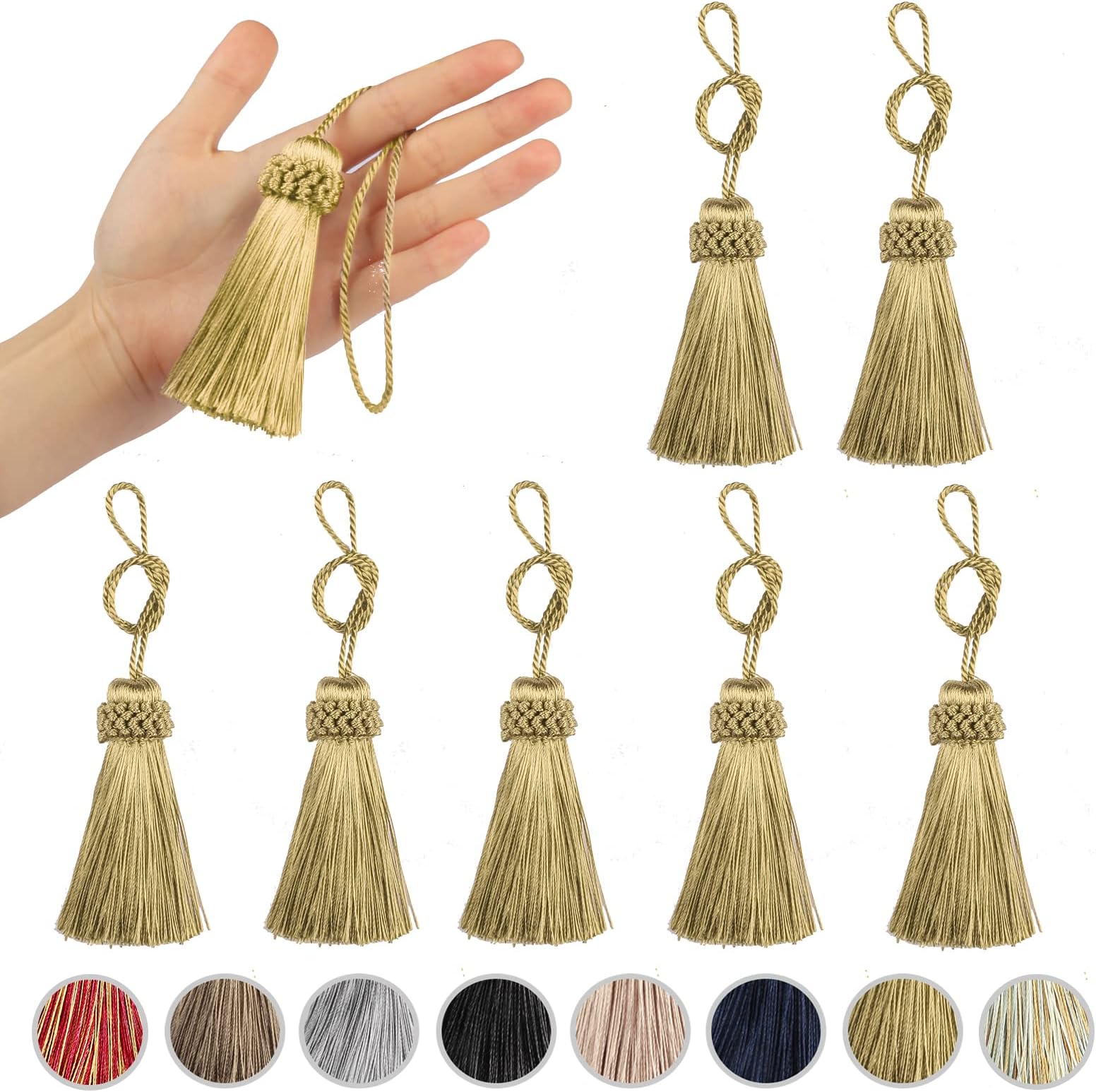Amazon.com: Set of 10 Navy Blue Crown Head Chainette Tassel, 4 Inch ...