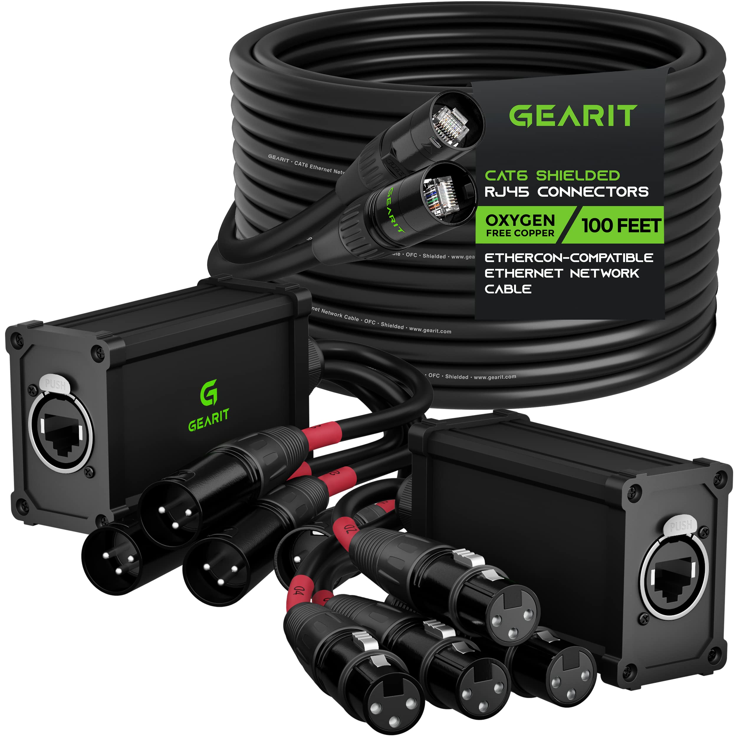 Amazon.com: GearIT 100ft EtherCon-Compatible Cable & 4 Channel Snake ...