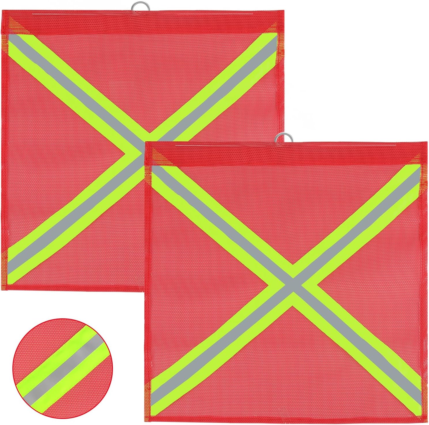 Amazon.com: 2 Pieces 18 x 18 Inch Reflective Safety Flags with Wire ...