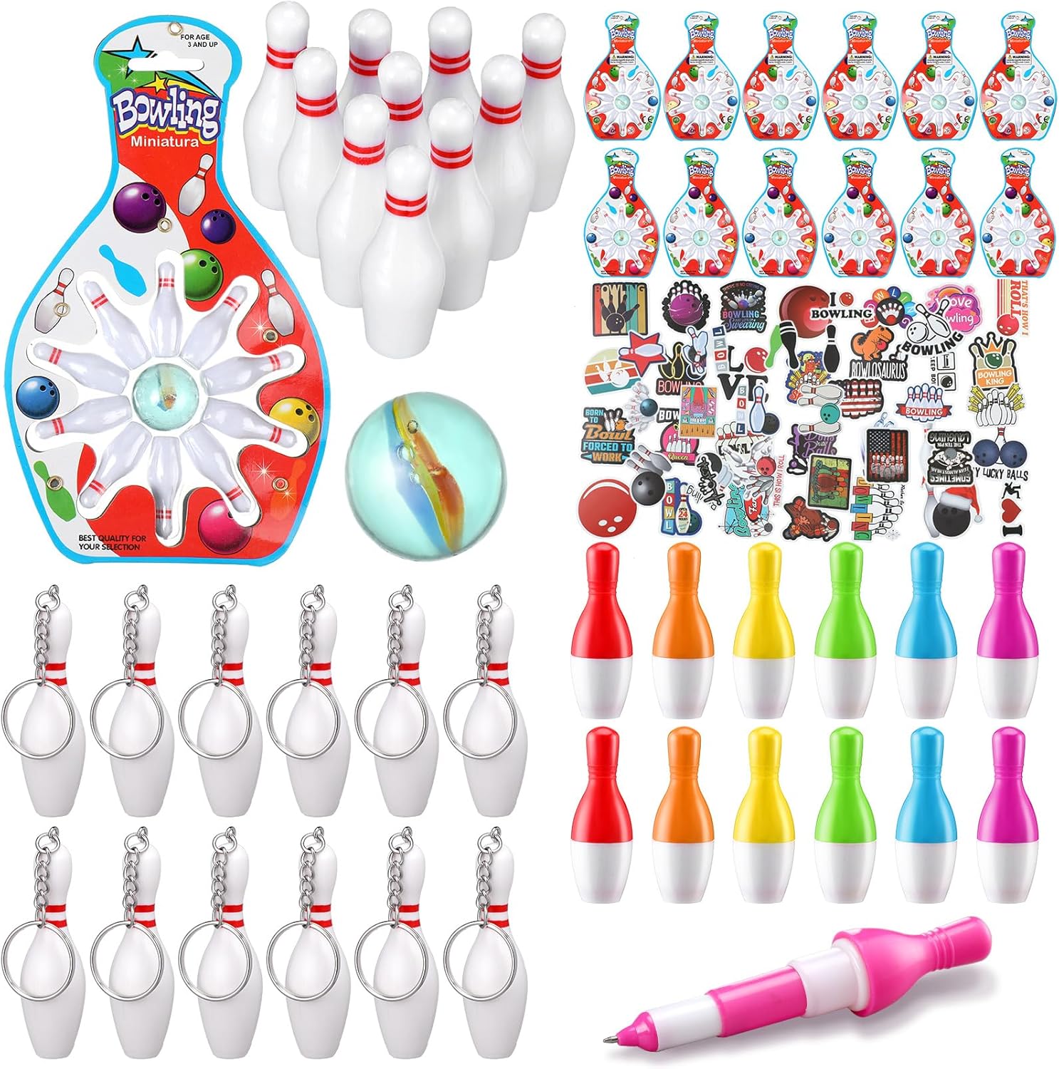 Amazon.com: Deekin Bowling Party Favors 12 Pcs Pin Keychain 12 Pcs ...