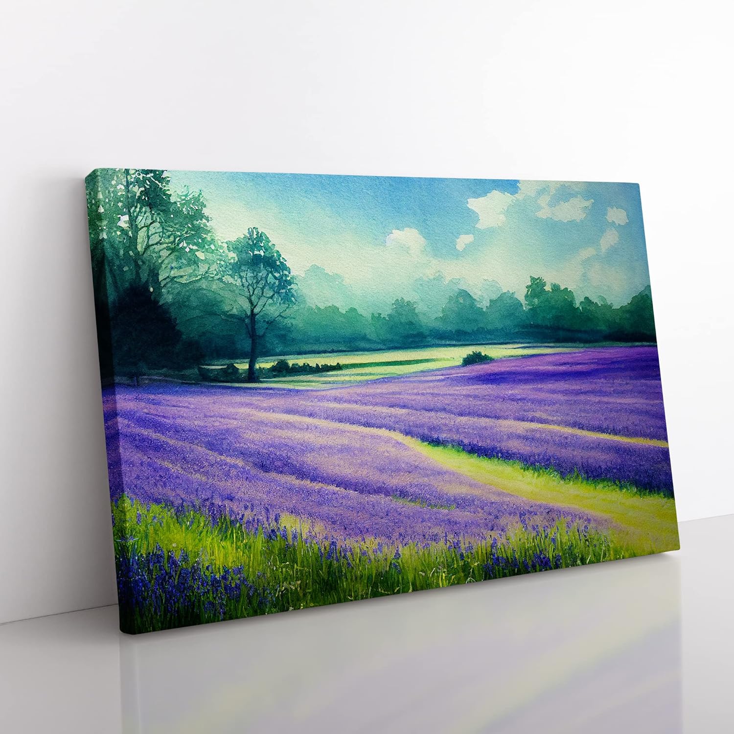 Bluebell Field In Watercolour Vol.3 Canvas Wall Art Print Ready to Hang ...