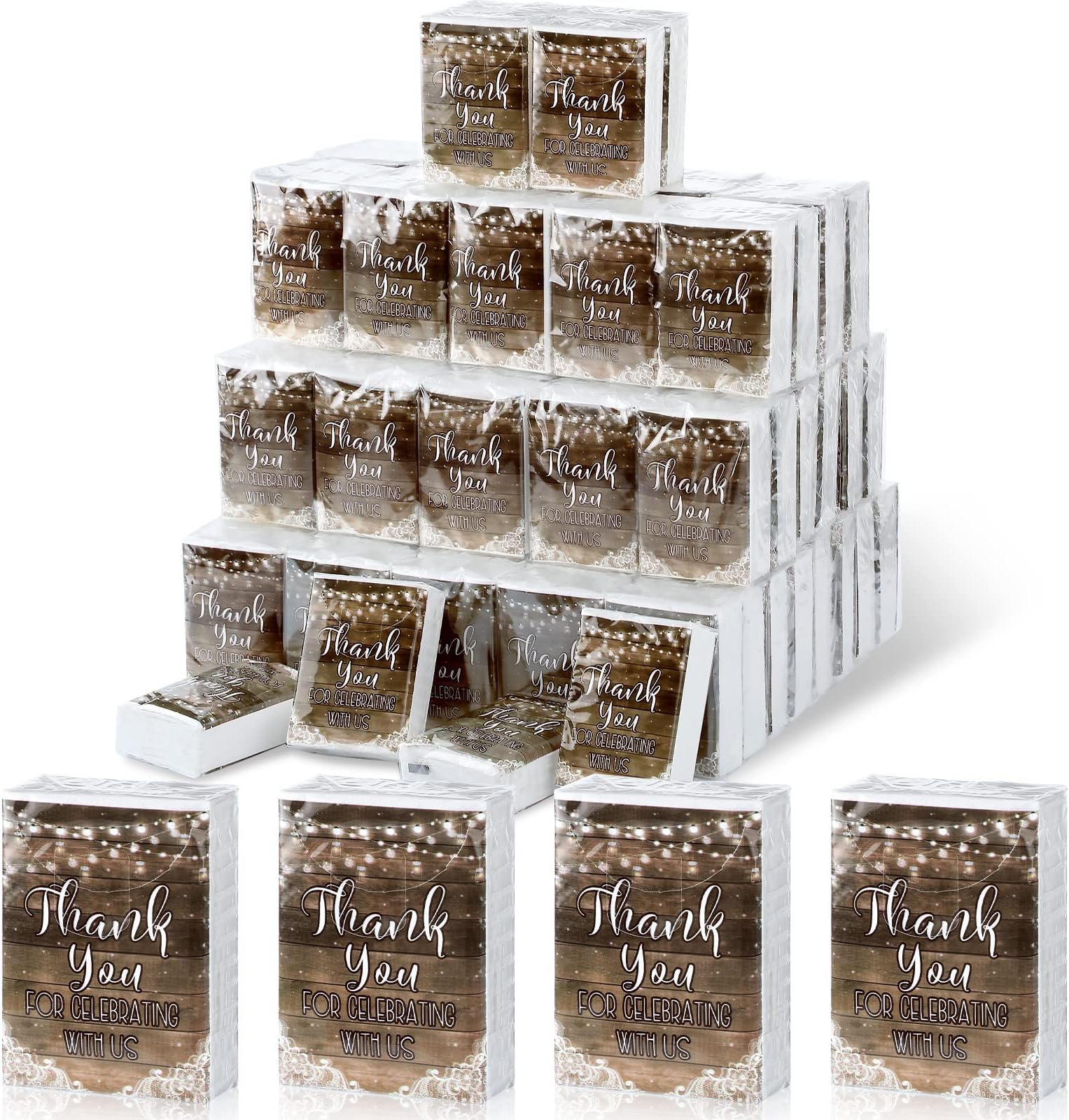 Amazon.com: 100 Wedding Tissues Packs for Guests Thank You for ...