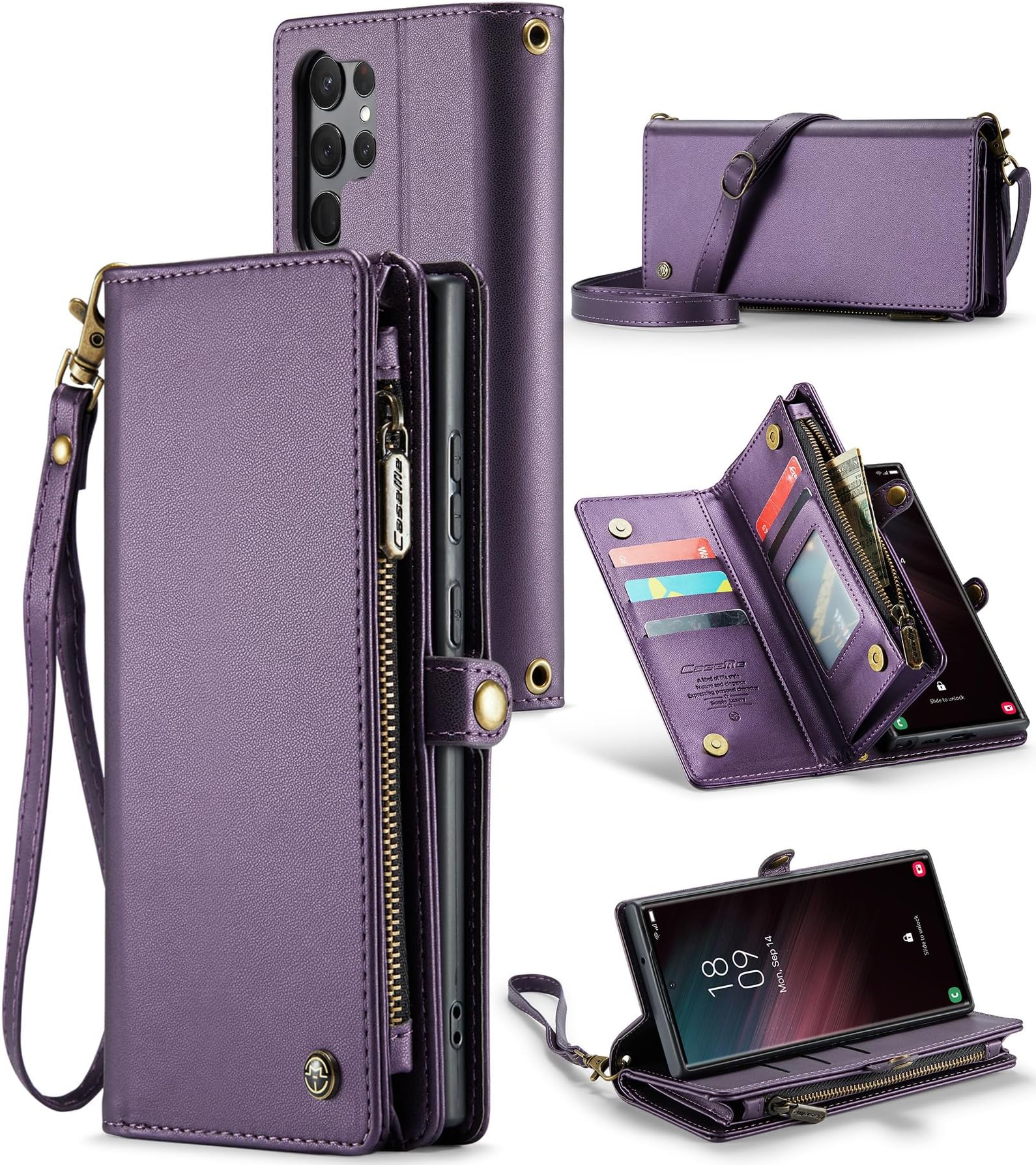 Amazon.com: MONASAY Zipper Wallet Case Fit for Samsung Galaxy S23 Ultra ...