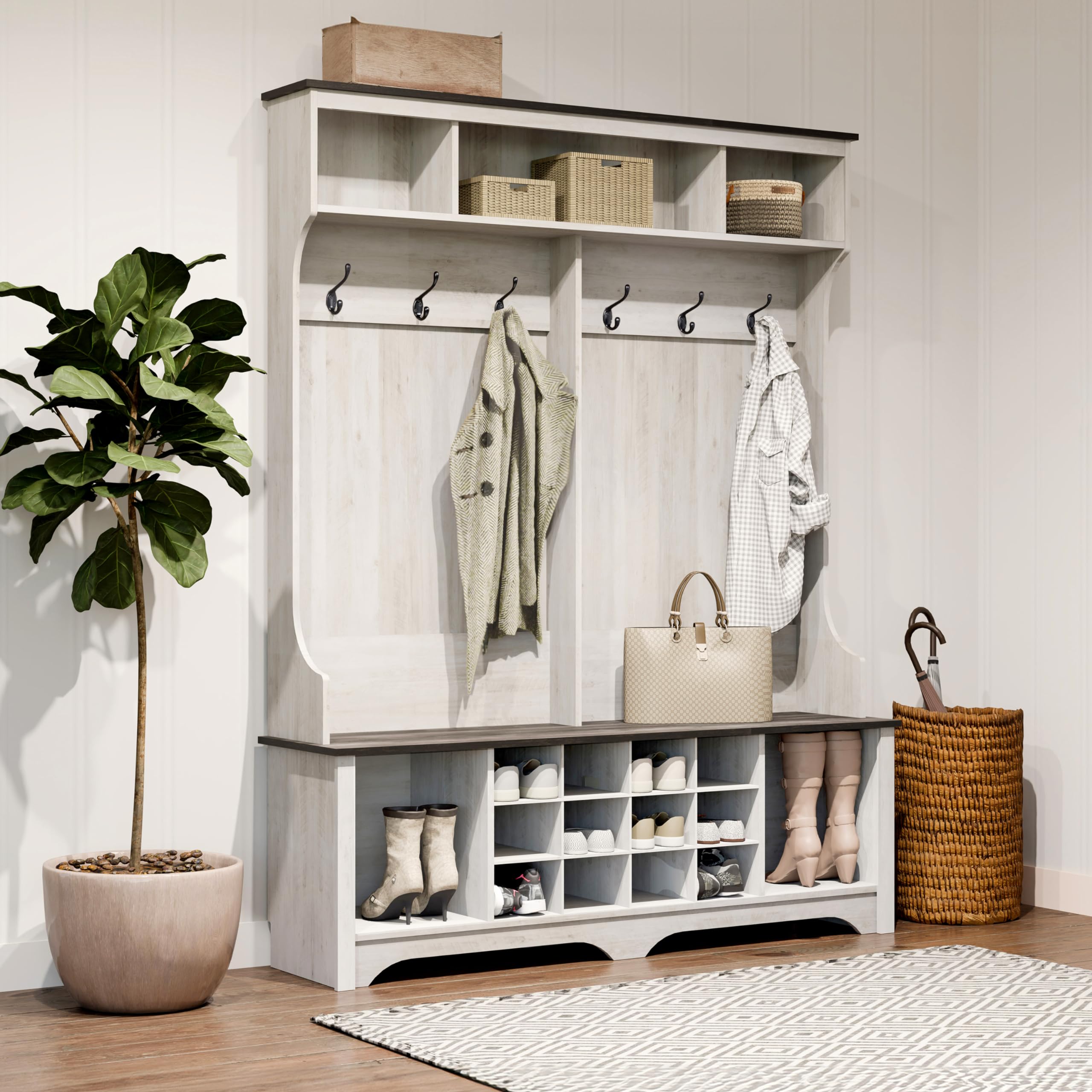 Snapklik.com : Prepac Hall Tree Hallway Storage Cabinet