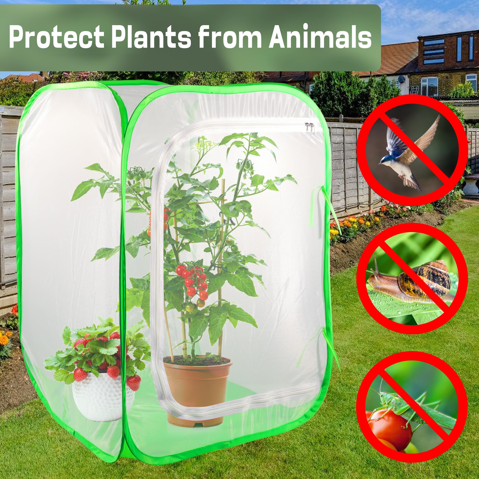 Snapklik.com : FCIHROSITCE Mesh Plant Tent Enclosure, Pop-Up Cage Plant ...