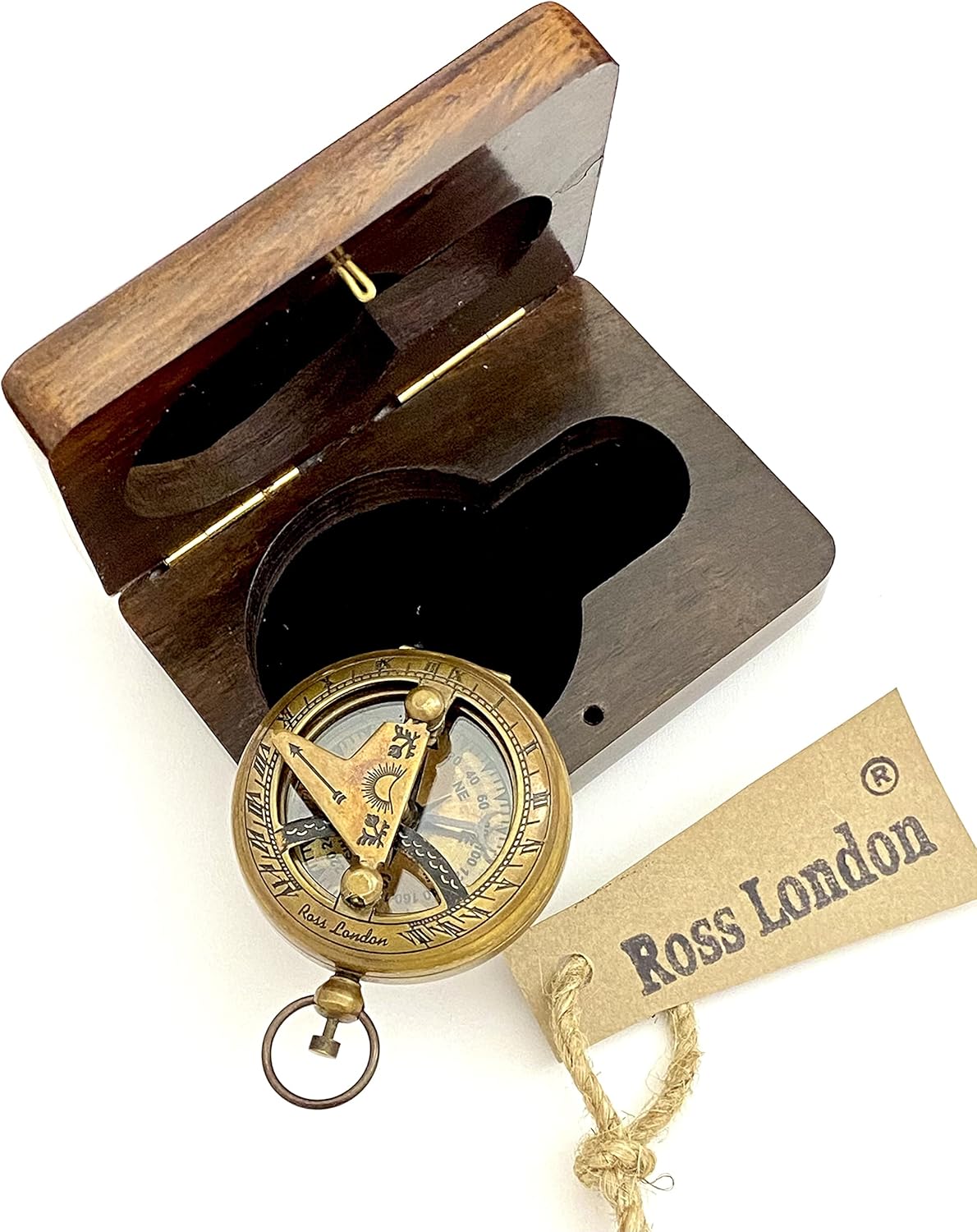 Amazon.com: Ross London Pocket Sundial Compass - Push Button Sundial ...