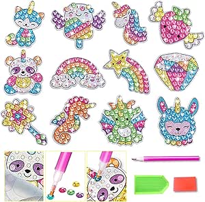 Amazon.co.jp: LIKENNY 5D DIYダイヤモンドアート ステッカー 子供用 12点セット 可愛い キラキラ 子供向け モンテッソーリ 集中力 手先の訓練 認知症予防 自閉症 ...