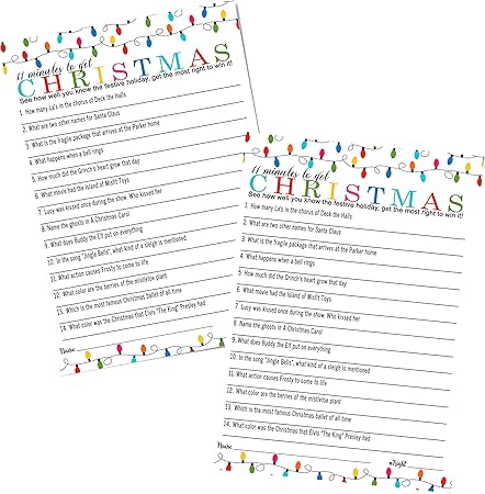 Amazon.com: Festive Christmas Trivia Game Cards Pack of 25 (Version 1 ...