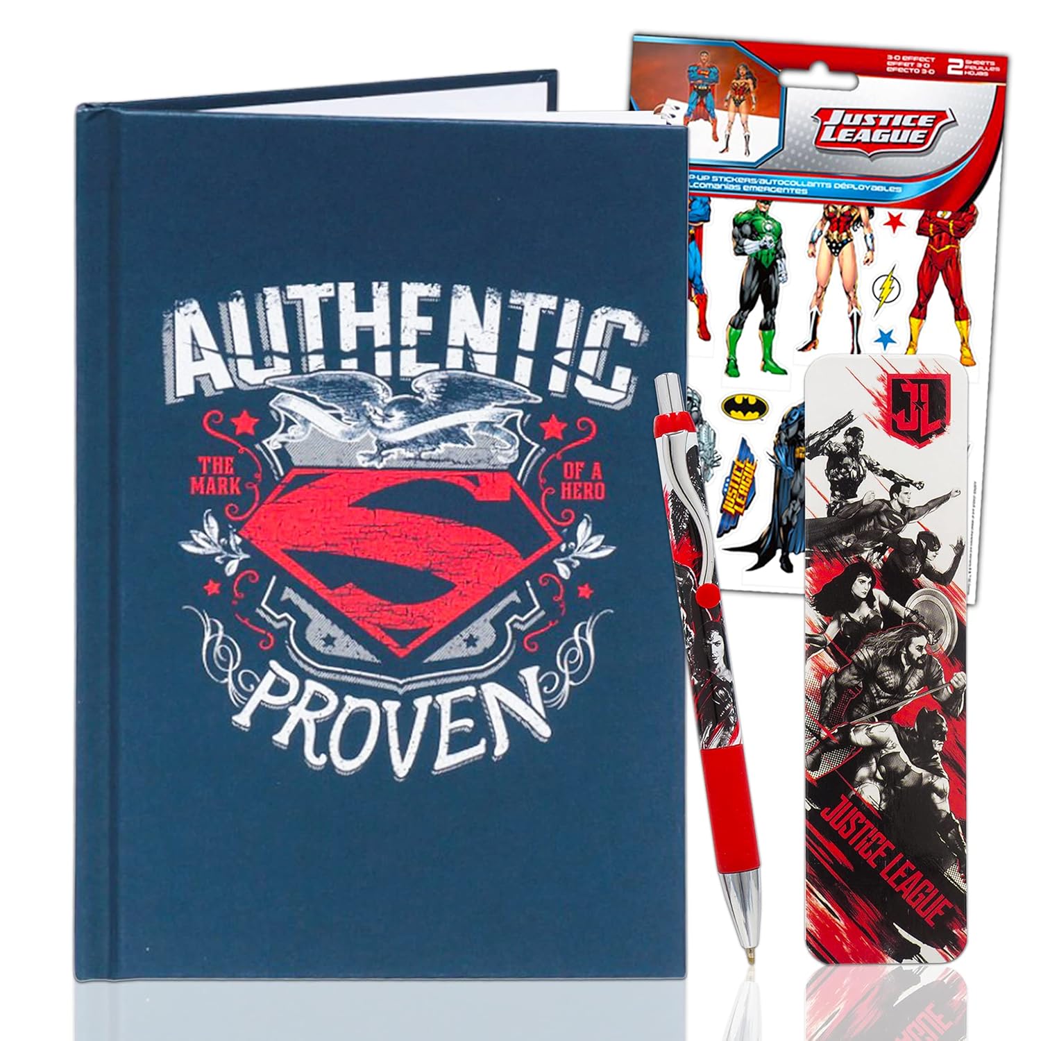 DC Shop Superman Hard Cover Journal and Pen Set ~ 4 Pc Bundle with ...