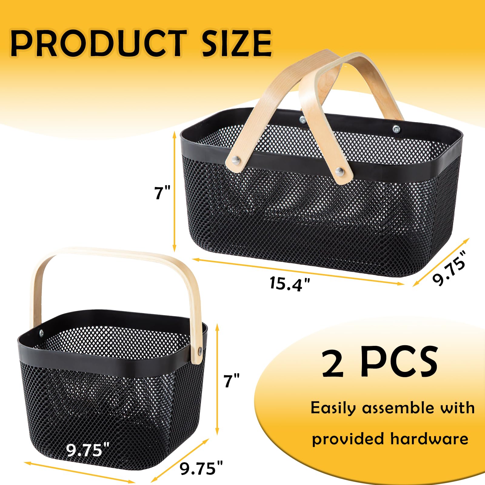 Snapklik.com : Nexboraque 2 Pack Plastic Picnic Baskets, Mesh Harvest ...