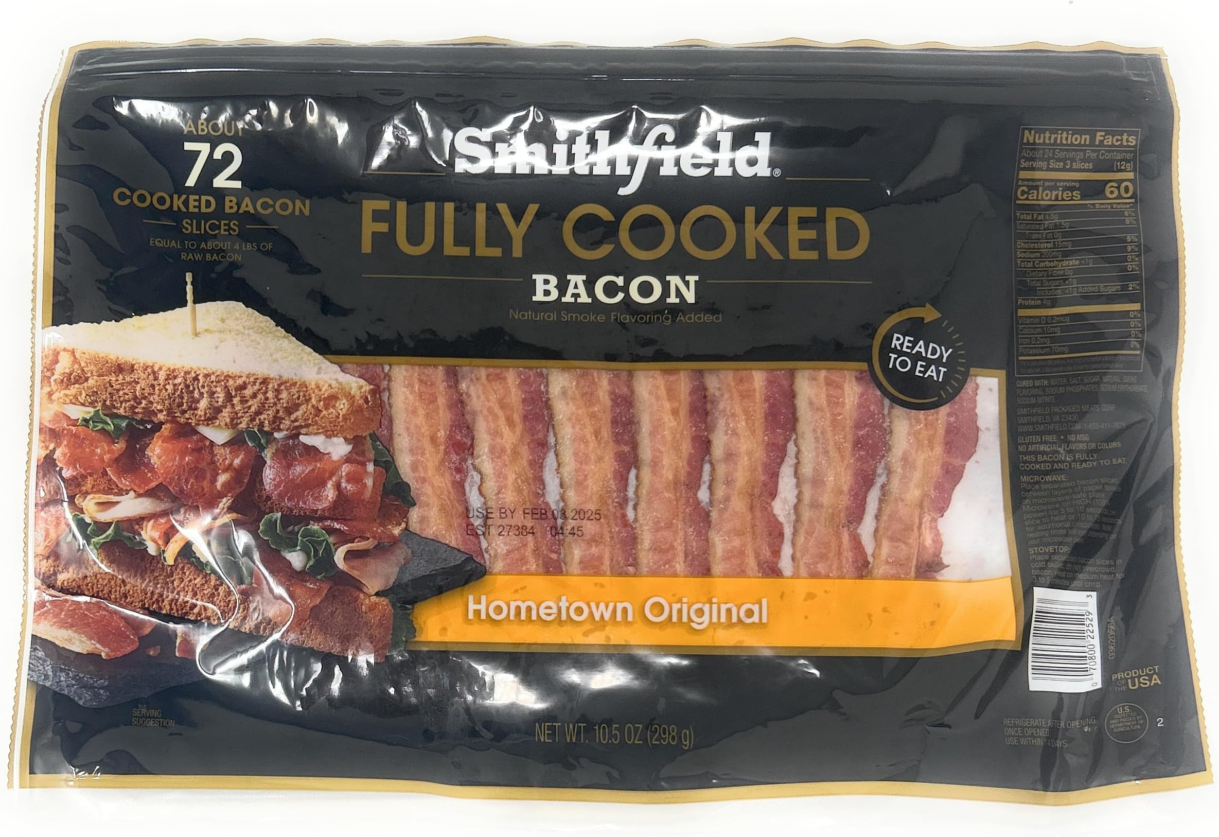 Amazon.com: HORMEL BLACK LABEL Fully Cooked Bacon - Thick Bacon Snacks ...