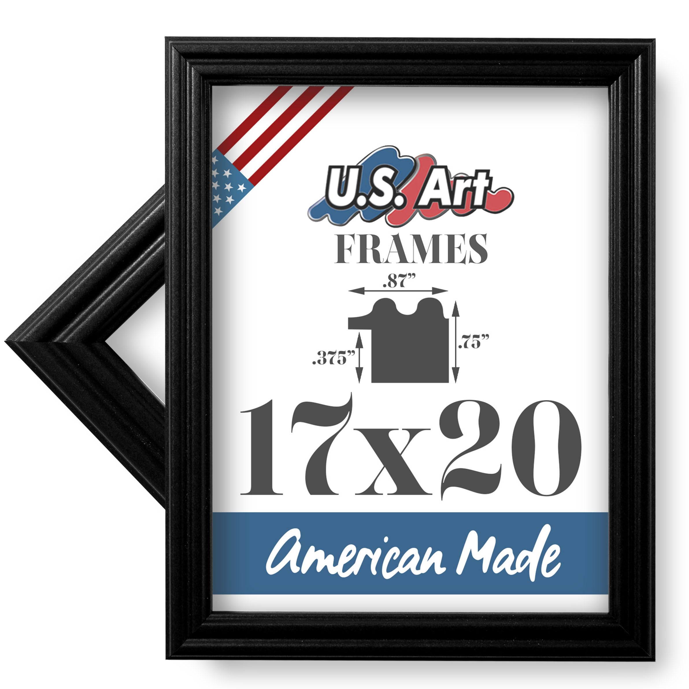 Amazon.com: US Art 17x20 Black .75 in Wooden Photo Picture Poster Frame ...