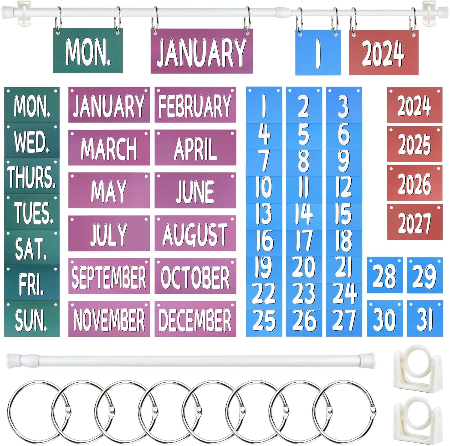 Amazon.com: Calendar Bulletin Board Set Boho Classroom Decoration 54 ...