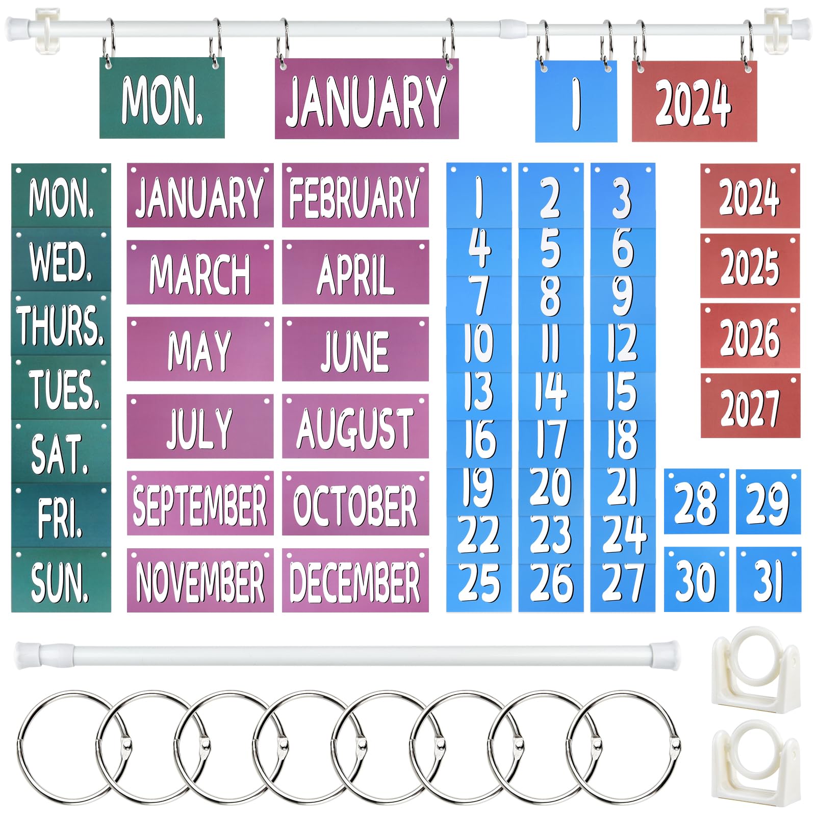 Amazon.com: Calendar Bulletin Board Set Boho Classroom Decoration 54 ...