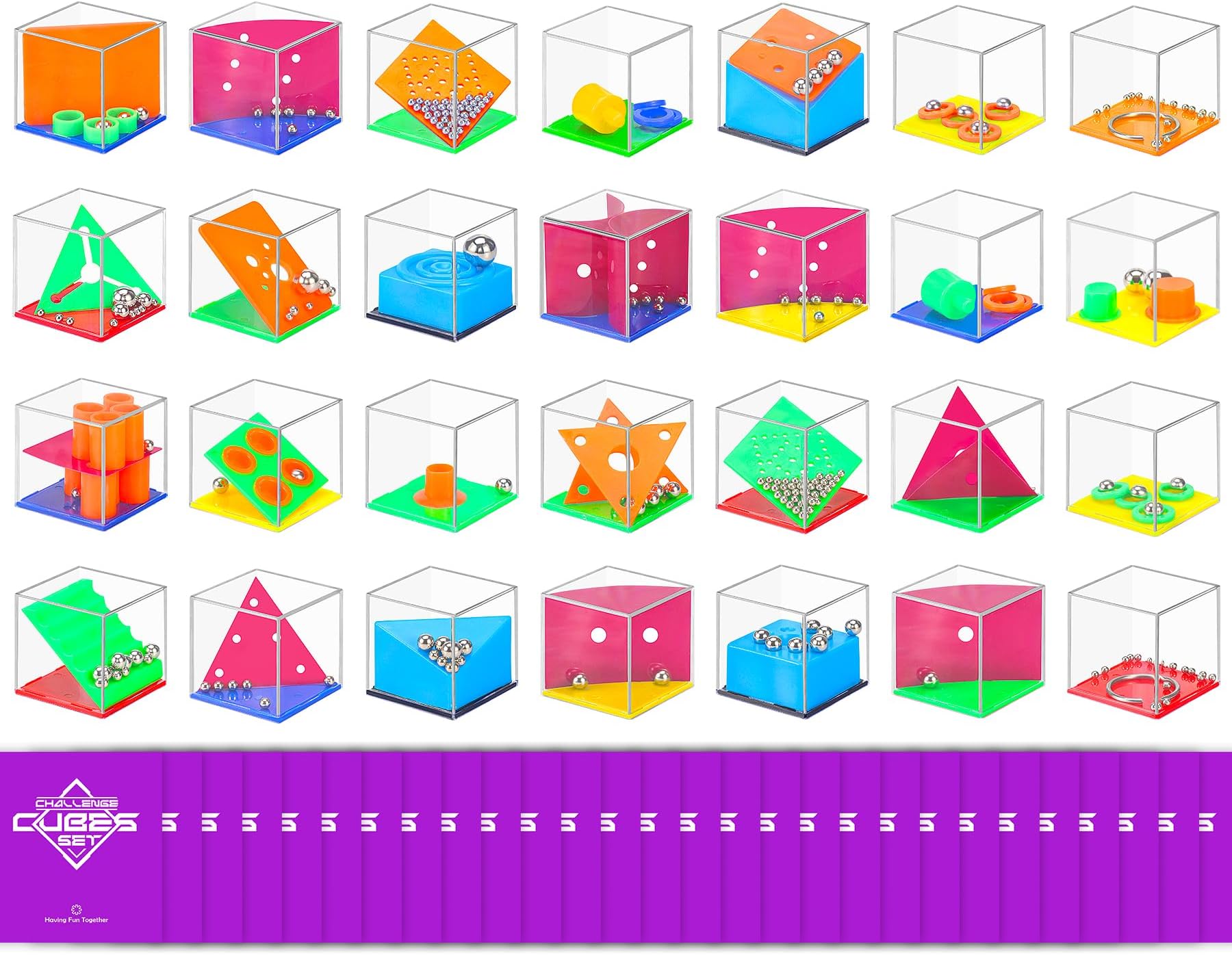 OSDUE 24 Mini Cube Brain Teaser Puzzle Box Set, Challenge Cubes Party ...