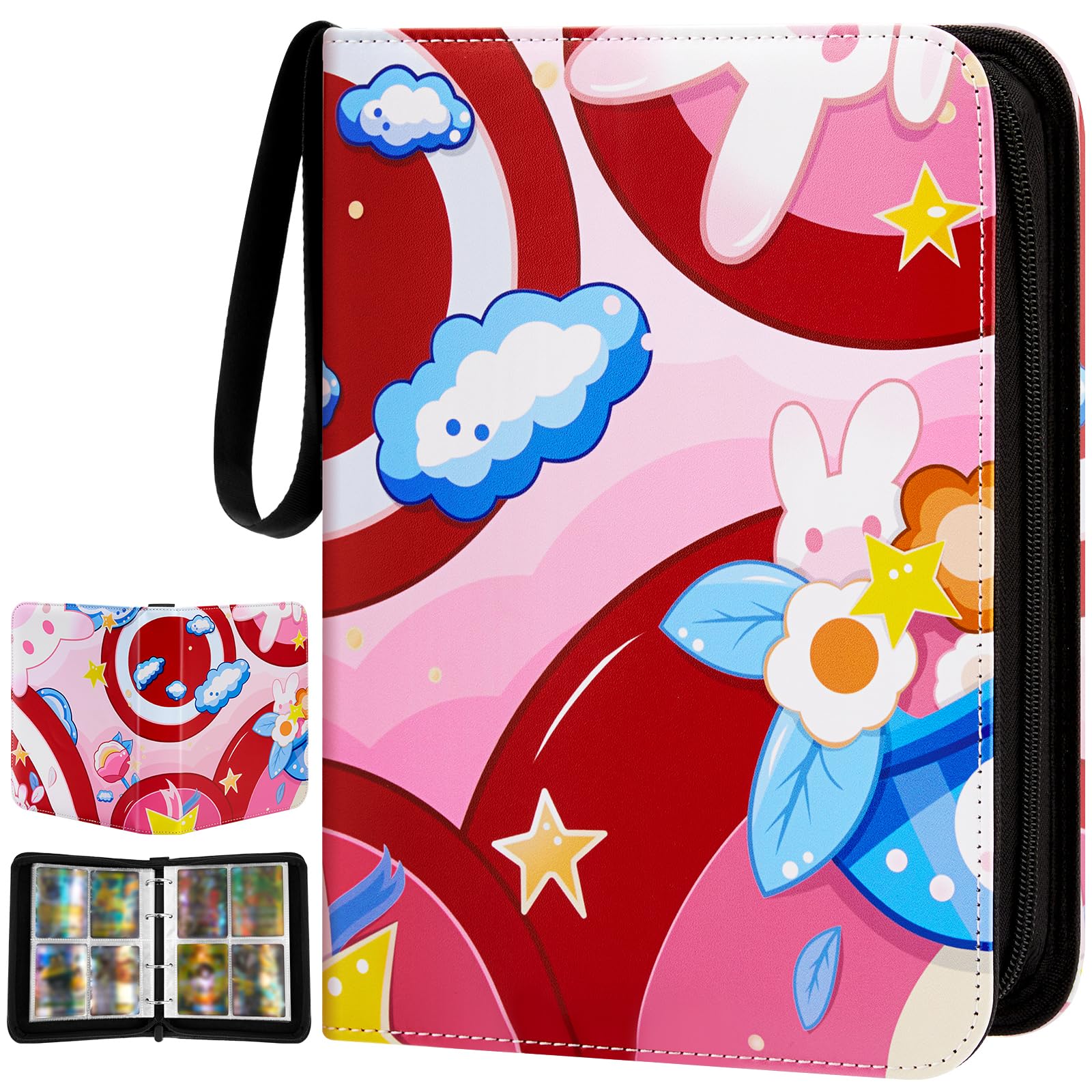Trading Card Binder, SIMBOOM 4 Pocket Card Binder for 400 Cards with 50 ...