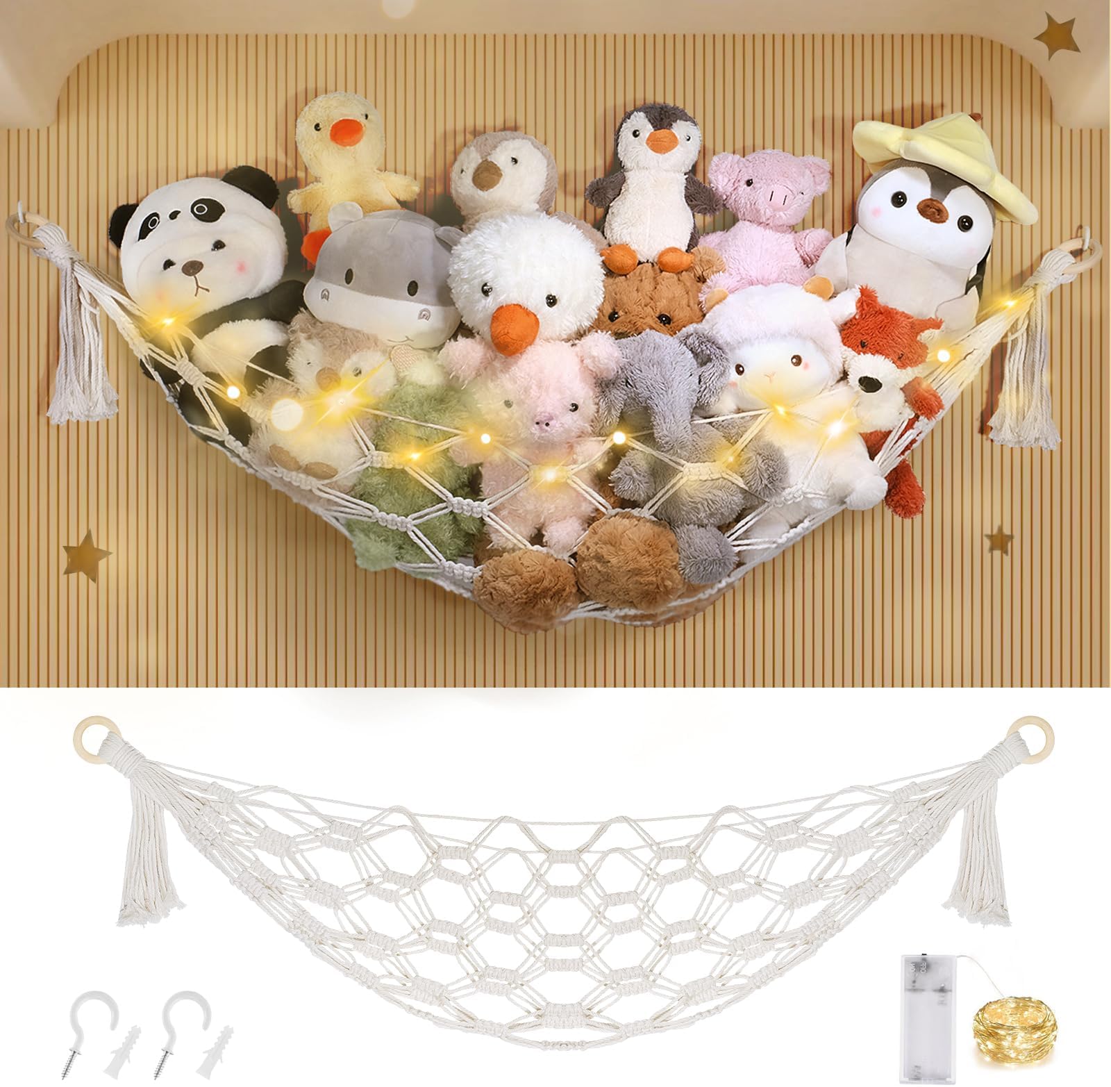 Amazon.com: RelaxScene Stuffed Animal Hammock Corner Storage with LED ...