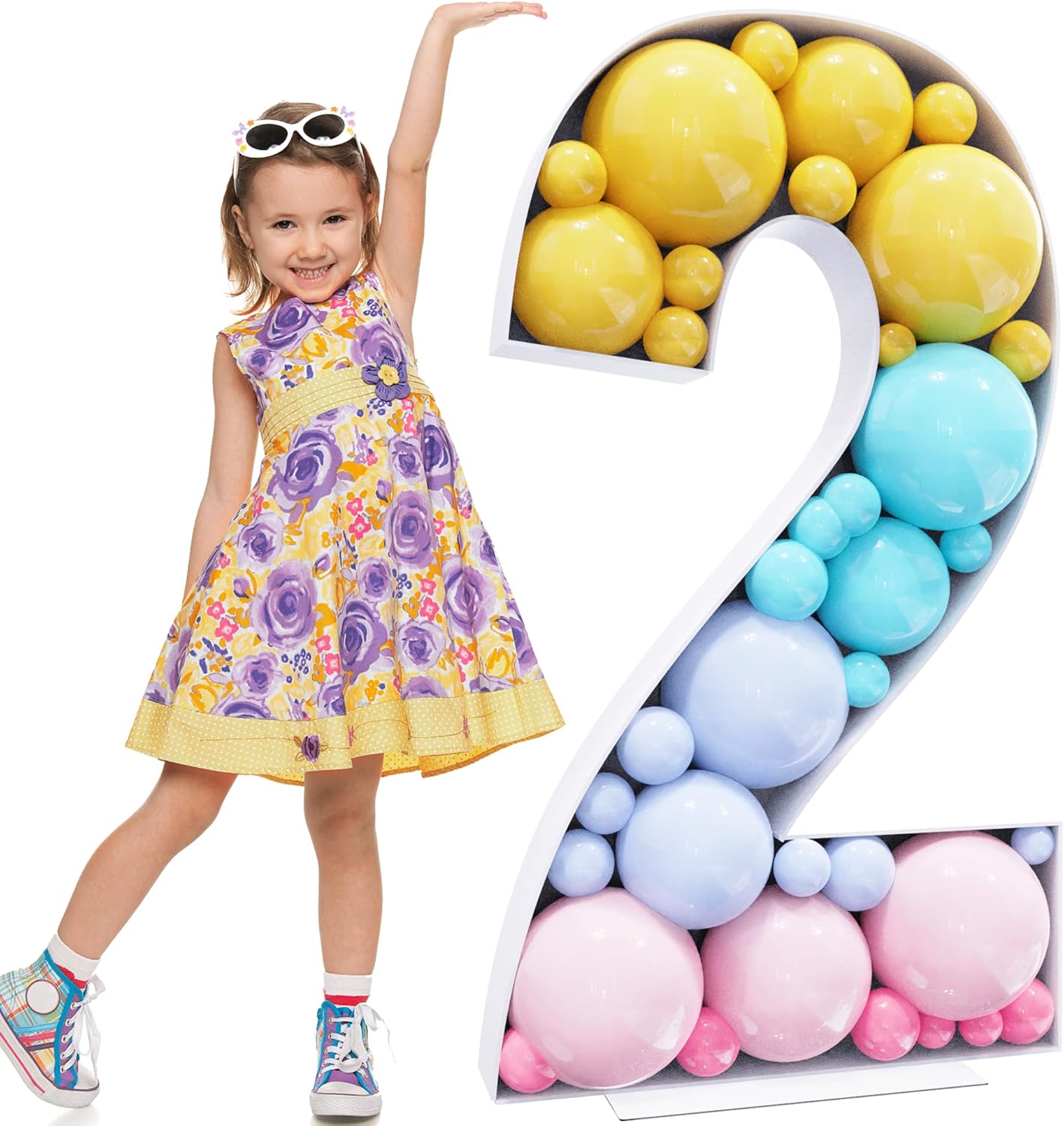 Amazon.com: Xiomot 4FT Marquee Numbers Mosaic Large Numbers 2 Balloon ...
