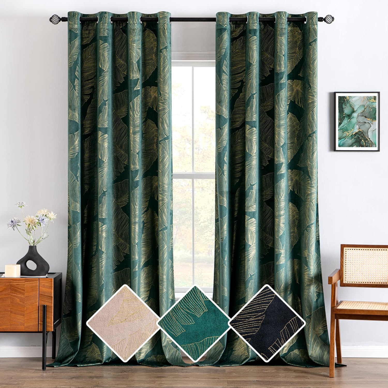 MIULEE Lot de 2 Rideaux Voilages en Velours Occultant Isolant Thermique ...