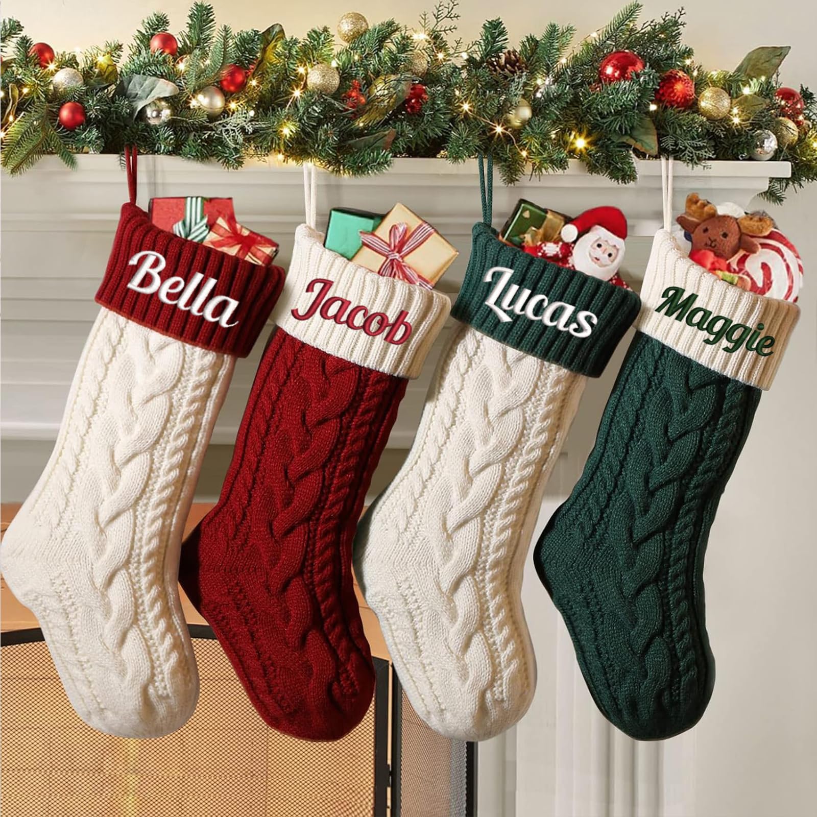 Amazon.com: Rosaria Home Personalized Christmas Stockings Custom Name ...