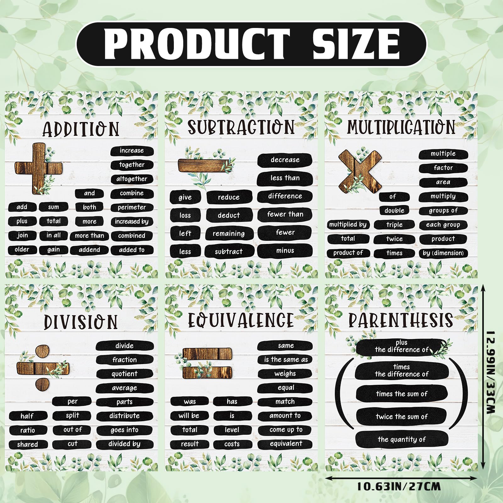 Snapklik.com : 6 Farmhouse Math Terms Posters For School Classroom ...