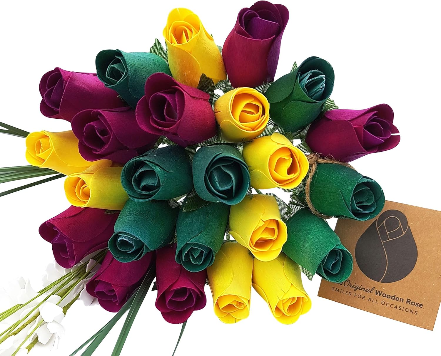 Amazon.com: The Original Wooden Rose Mardi Gras Wooden Rose Bouquet ...