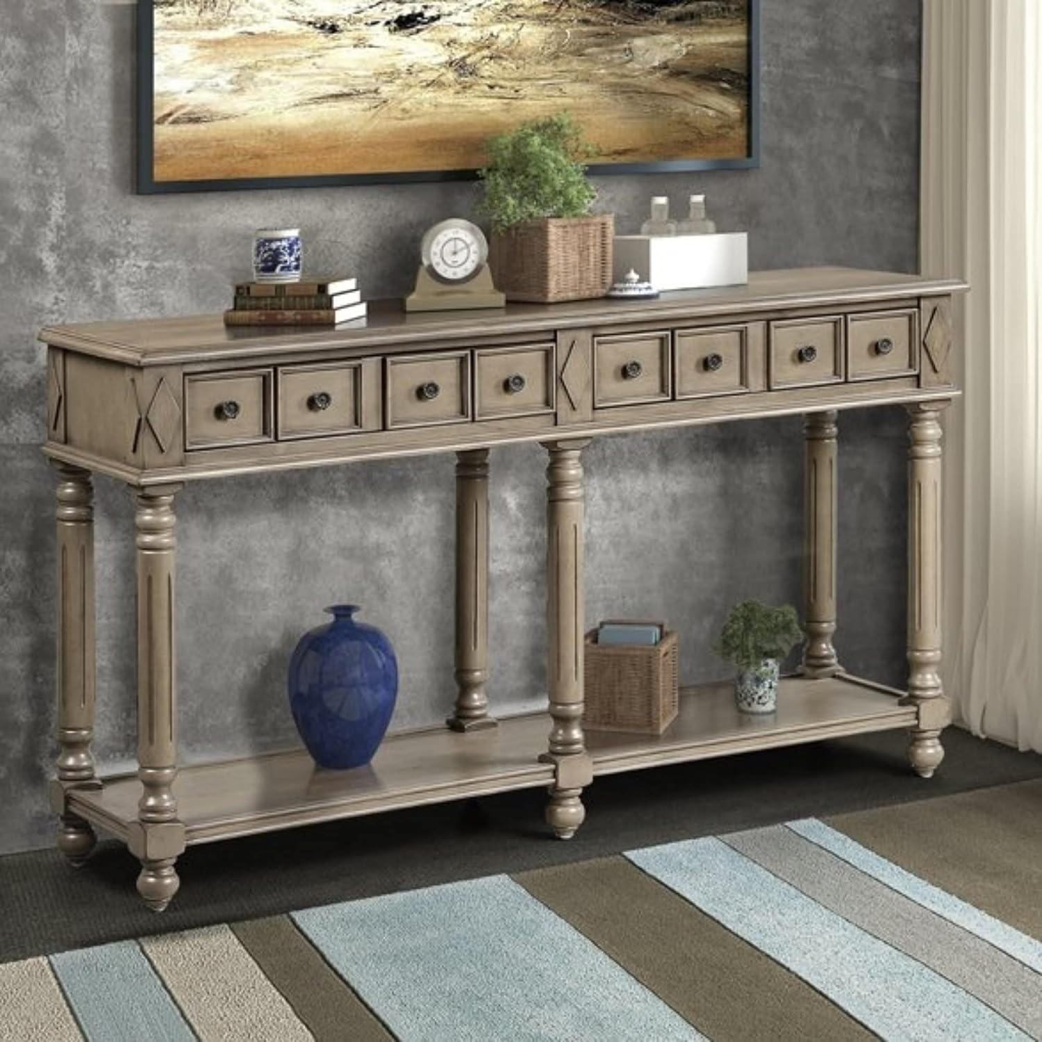 Amazon.com: Merax Retro Console Table Entryway Table 58" Long Sofa ...