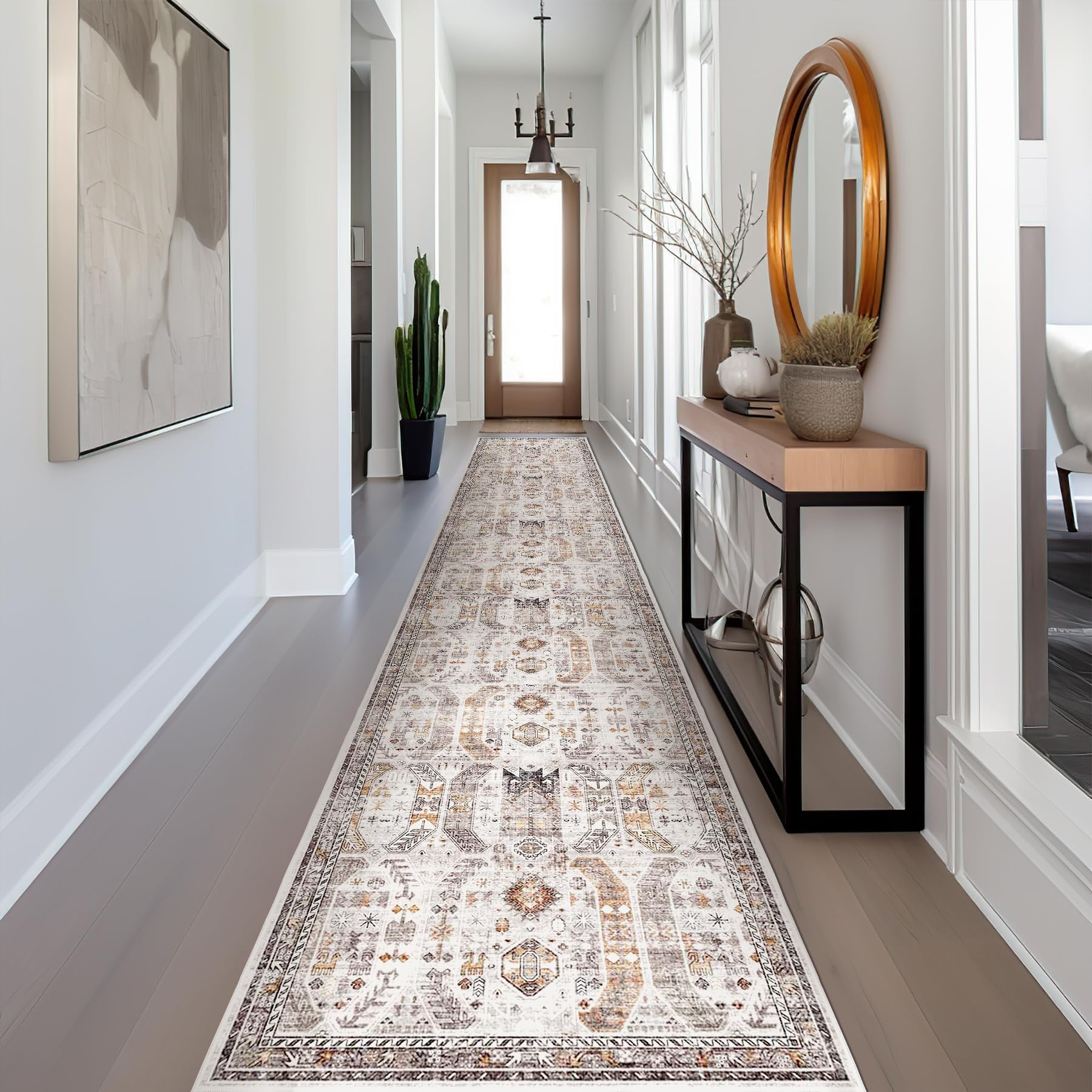 Amazon.com: PureCozy Brown Runner Rug 2x12 Vintage Area Rug Hallway ...