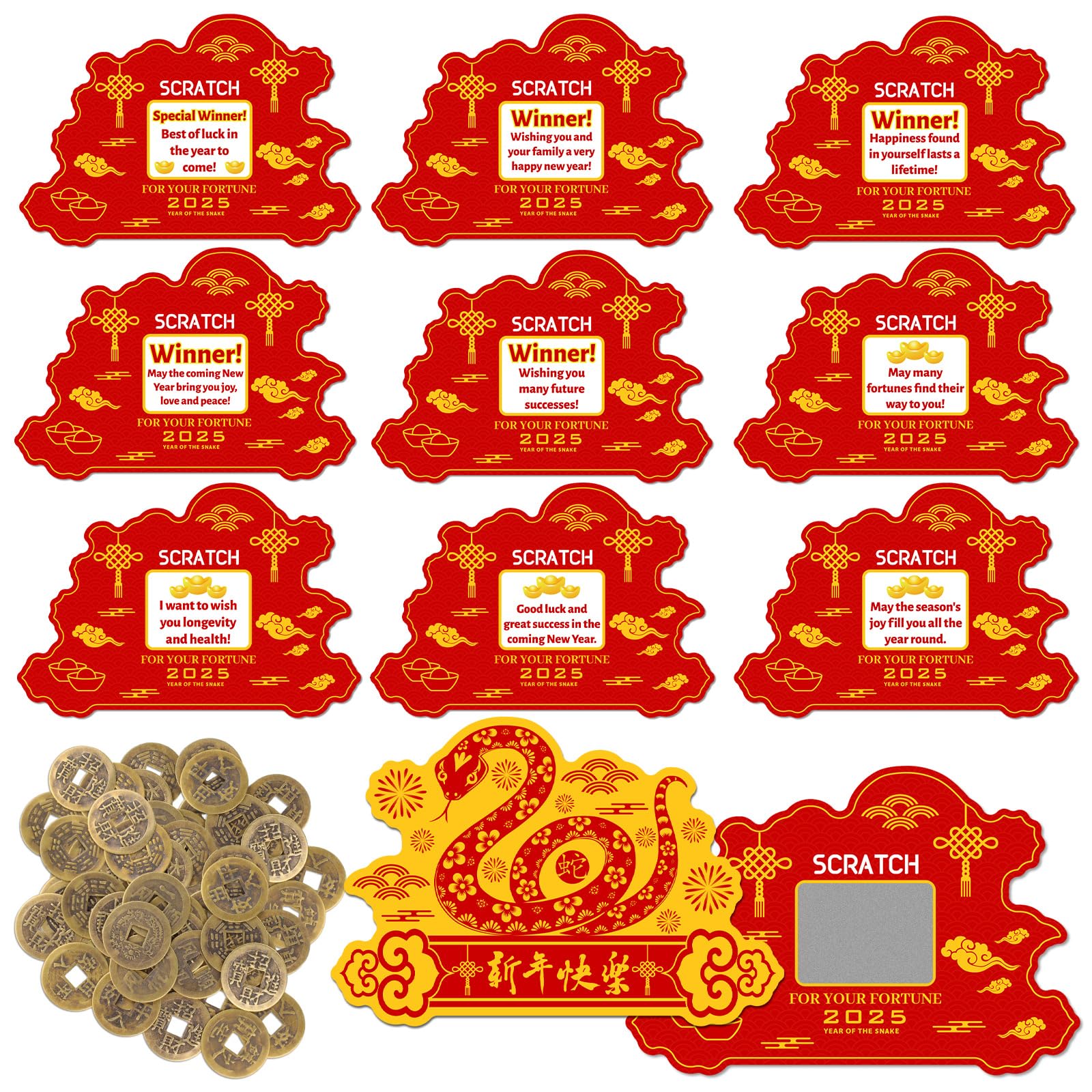 Wiooffen 50 Pcs Chinese New Year Scratch Off Cards Year | Desertcart ...