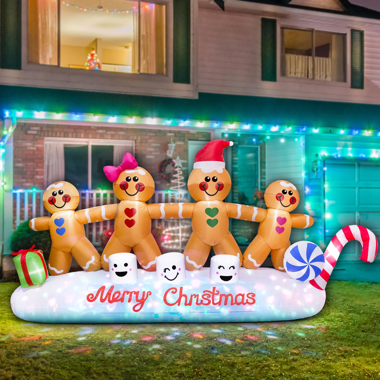 FLATO 10 FT Long Merry Christmas Inflatable Decorations, Smile ...
