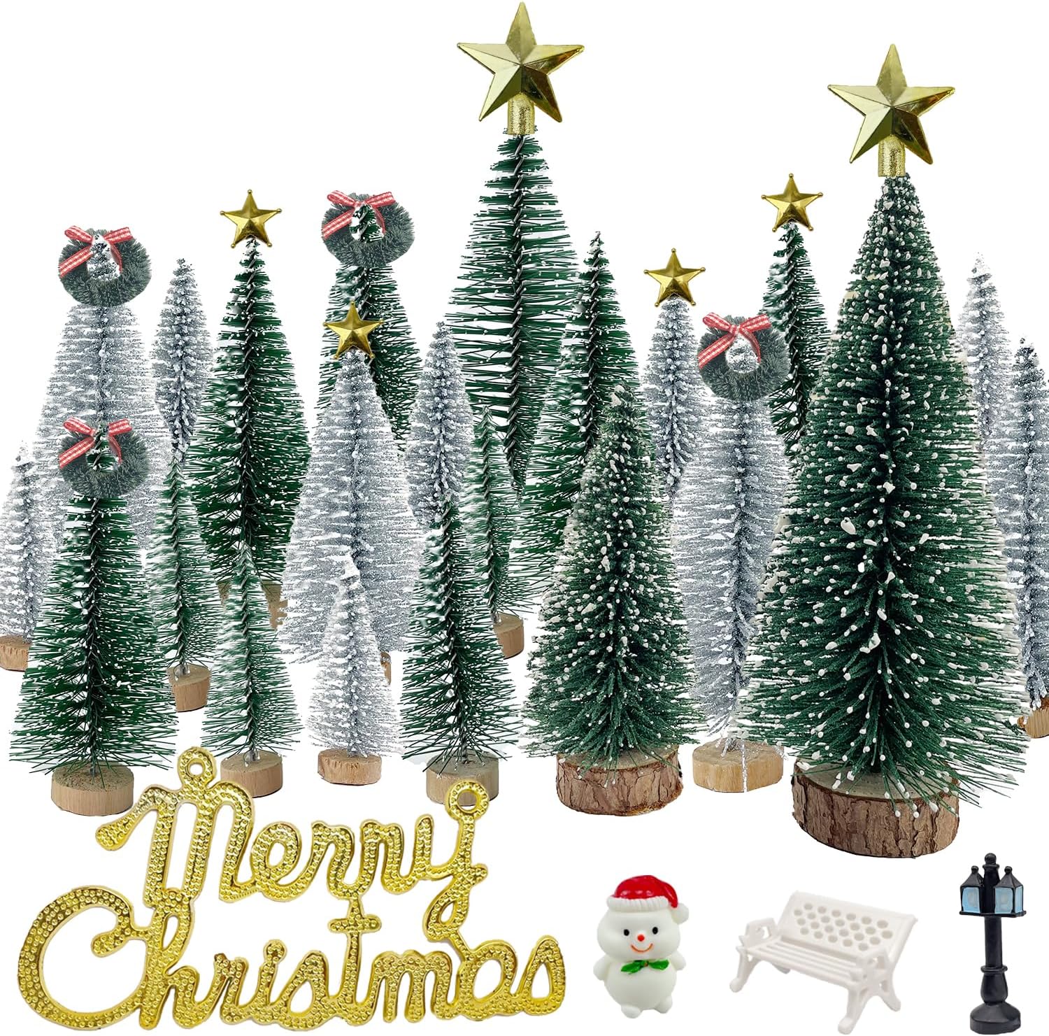NotiGat Miniature Christmas Pine Tree Mini Bottle Brush Christmas Trees ...