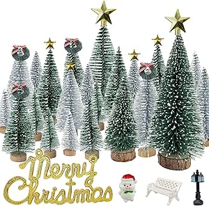 Amazon.com: NotiGat Miniature Christmas Pine Tree Mini Bottle Brush ...