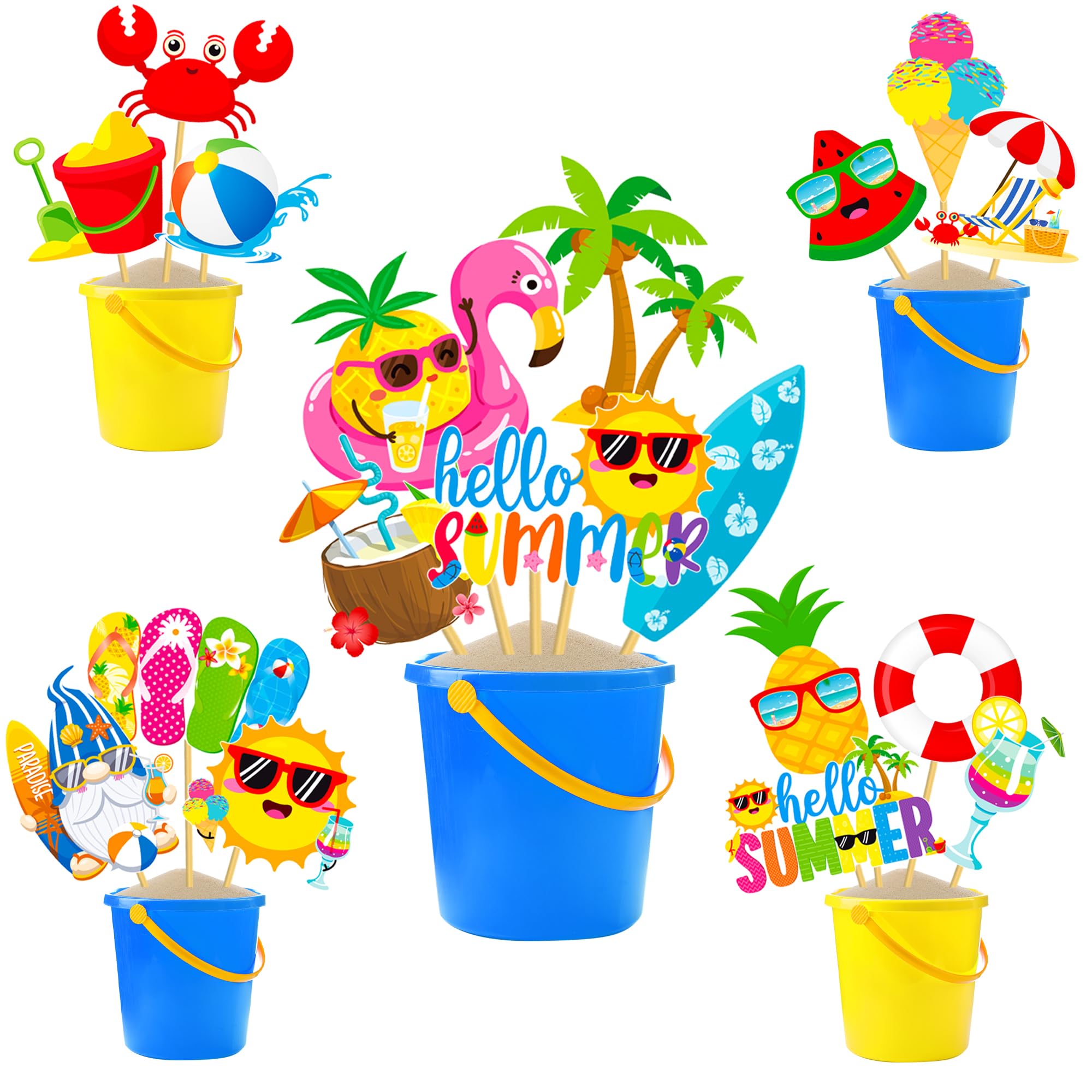 Amazon.com: Hello Summer Centerpiece Sticks Summer Beach Pool Party ...