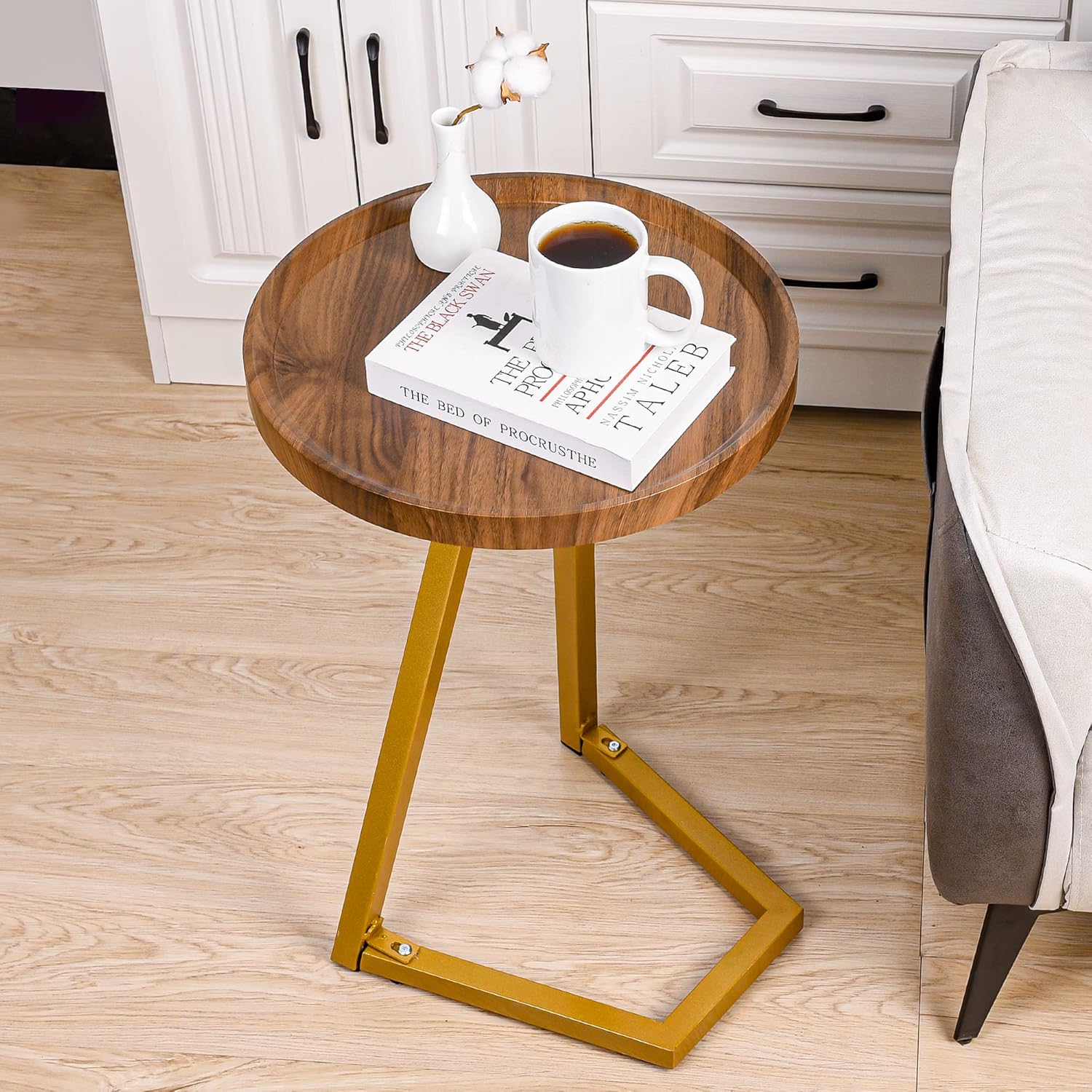 Amazon.com: Zedesey C Side Table Round Sofa Table C-shaped Table End ...