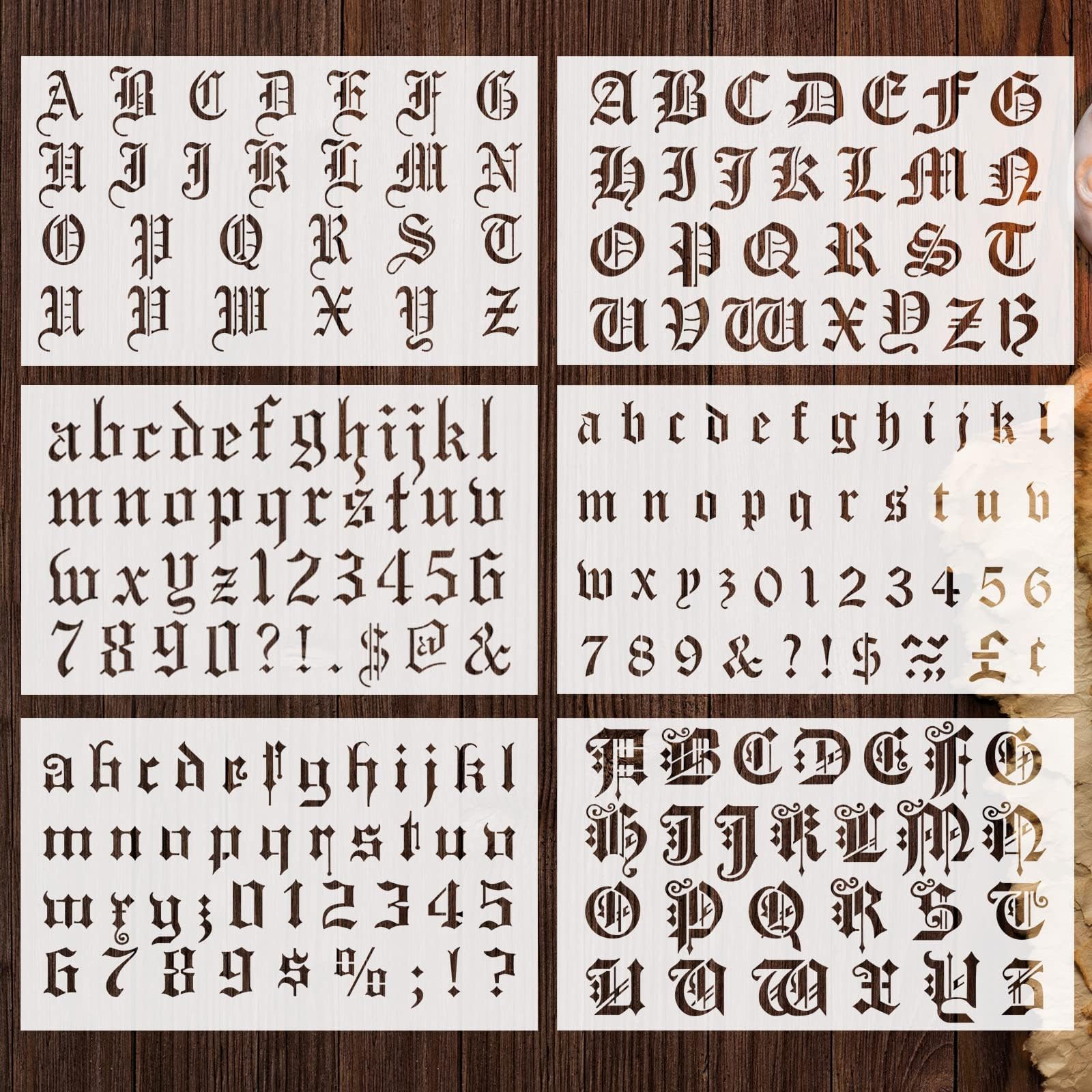 Outus 8 Pieces Letter Stencils Old English Reusable Plastic Calligraphy ...