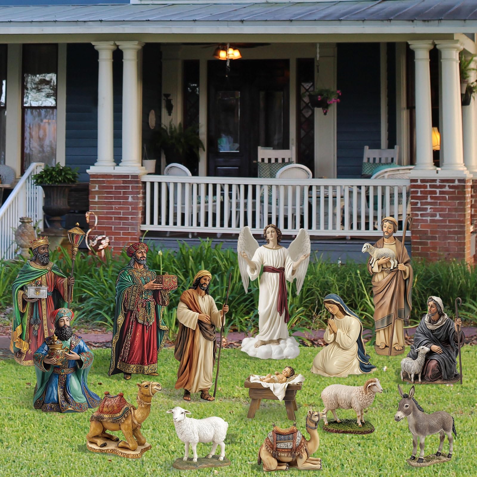 Snapklik.com : 14Pcs Metal Christmas Nativity Scene Set Small Holy ...