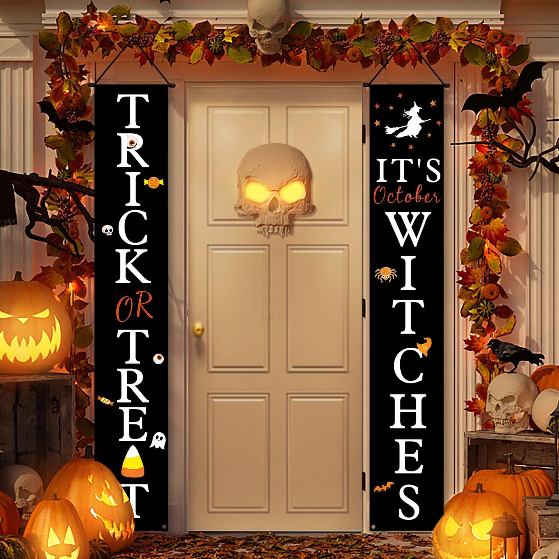 Amazon.com: Halloween Decorations Outdoor Front Porch Banners, Trick or ...