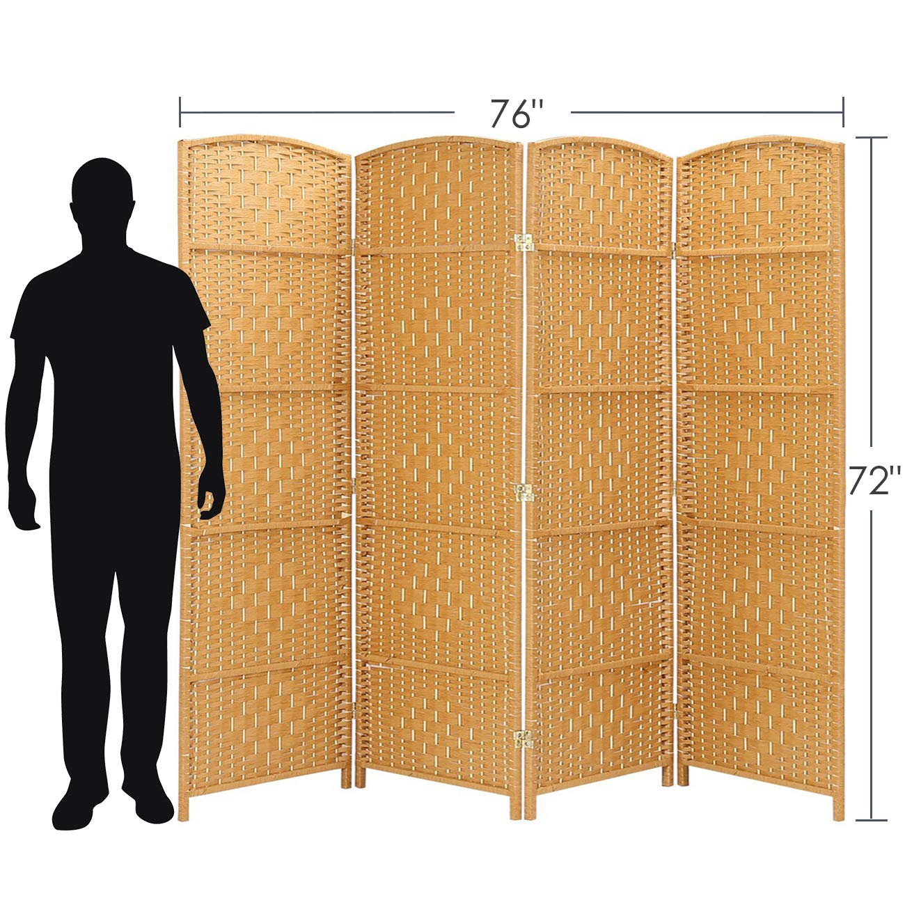 Buy Room Dividers, 6Ft. Tall Extra Wide 19" Woven Fiber Folding Privacy ...