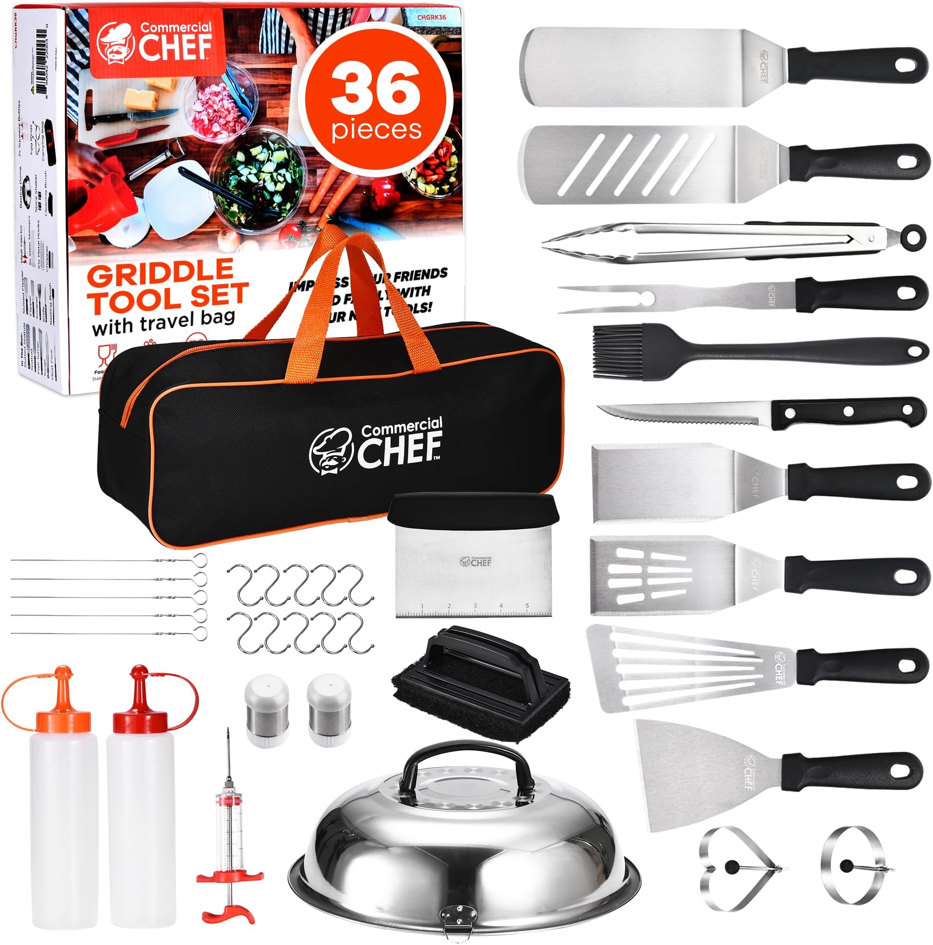 Amazon.com: Commercial Chef 36PC Griddle Accessories Kit – Flat Top ...