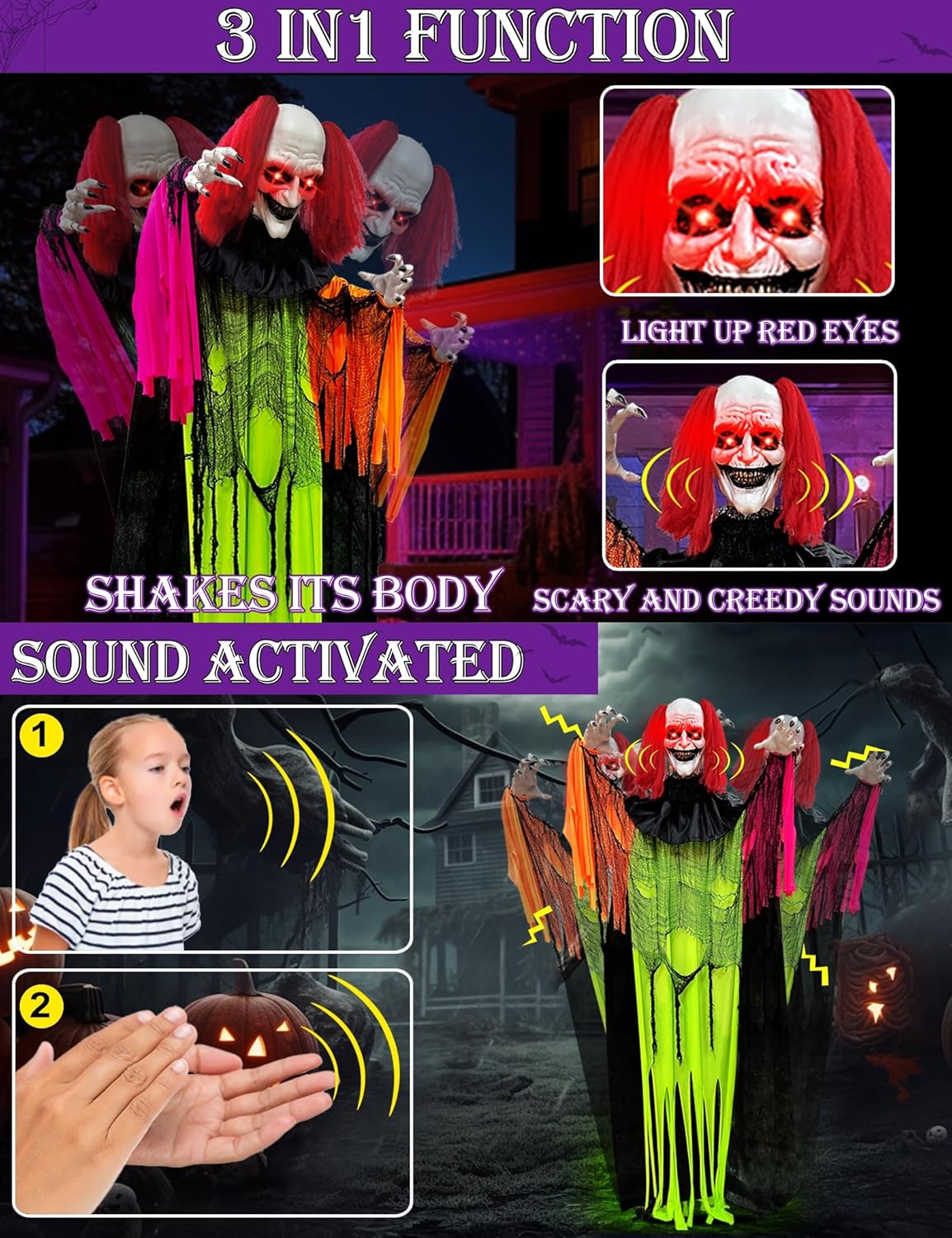Sound Activated] 72 Inch Large Animatronic Clown Australia | Ubuy
