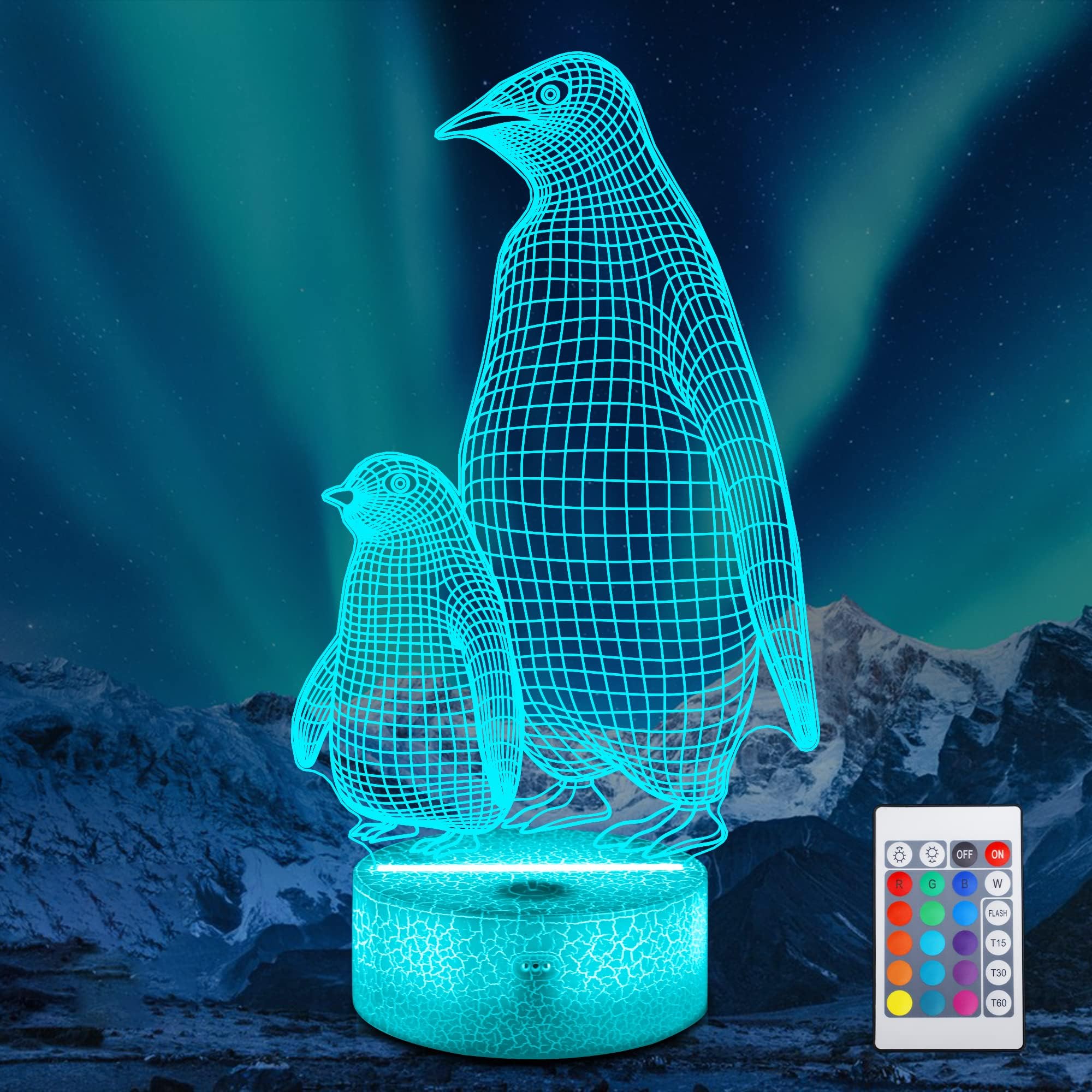 Lampeez Penguin Gift, Penguin 3D Night Light for Kids, 16 Colors ...