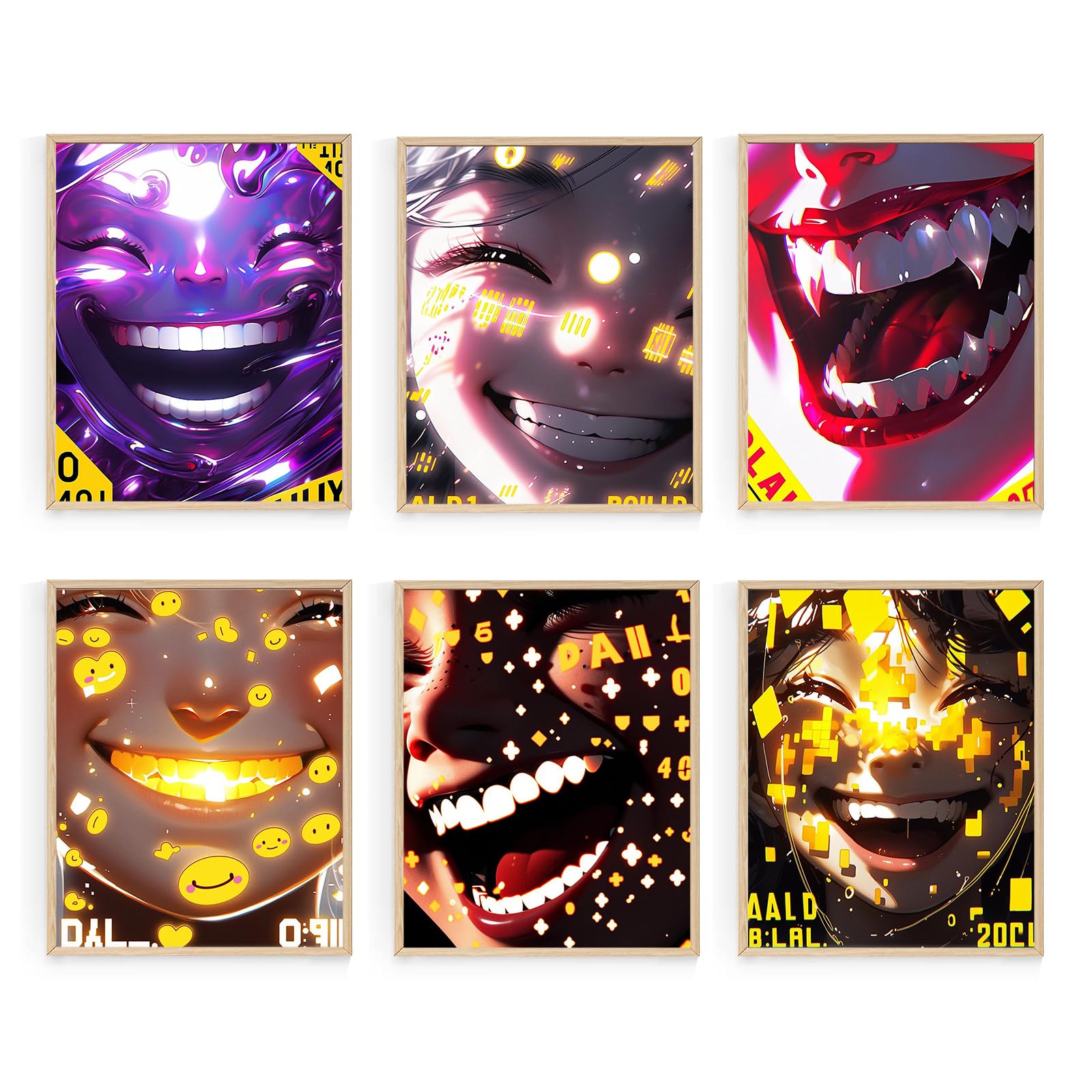 NUSRAN Joyful Grins Anime Wall Art - Set of 6 Anime Posters for Room ...