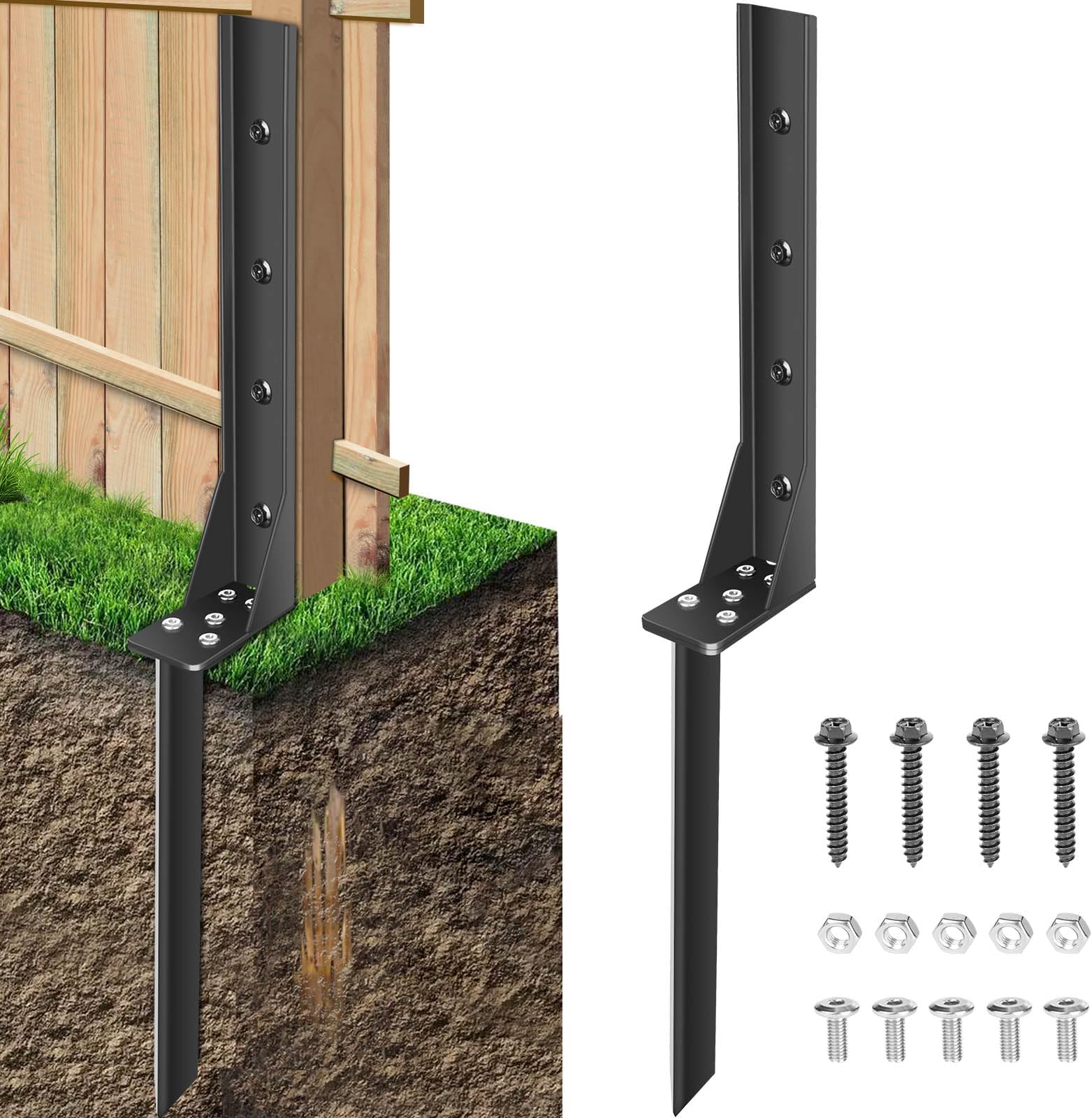 Amazon.com : LTQ Vapor 2 Pack Heavy Duty Fence Post Anchor Kit, Steel ...
