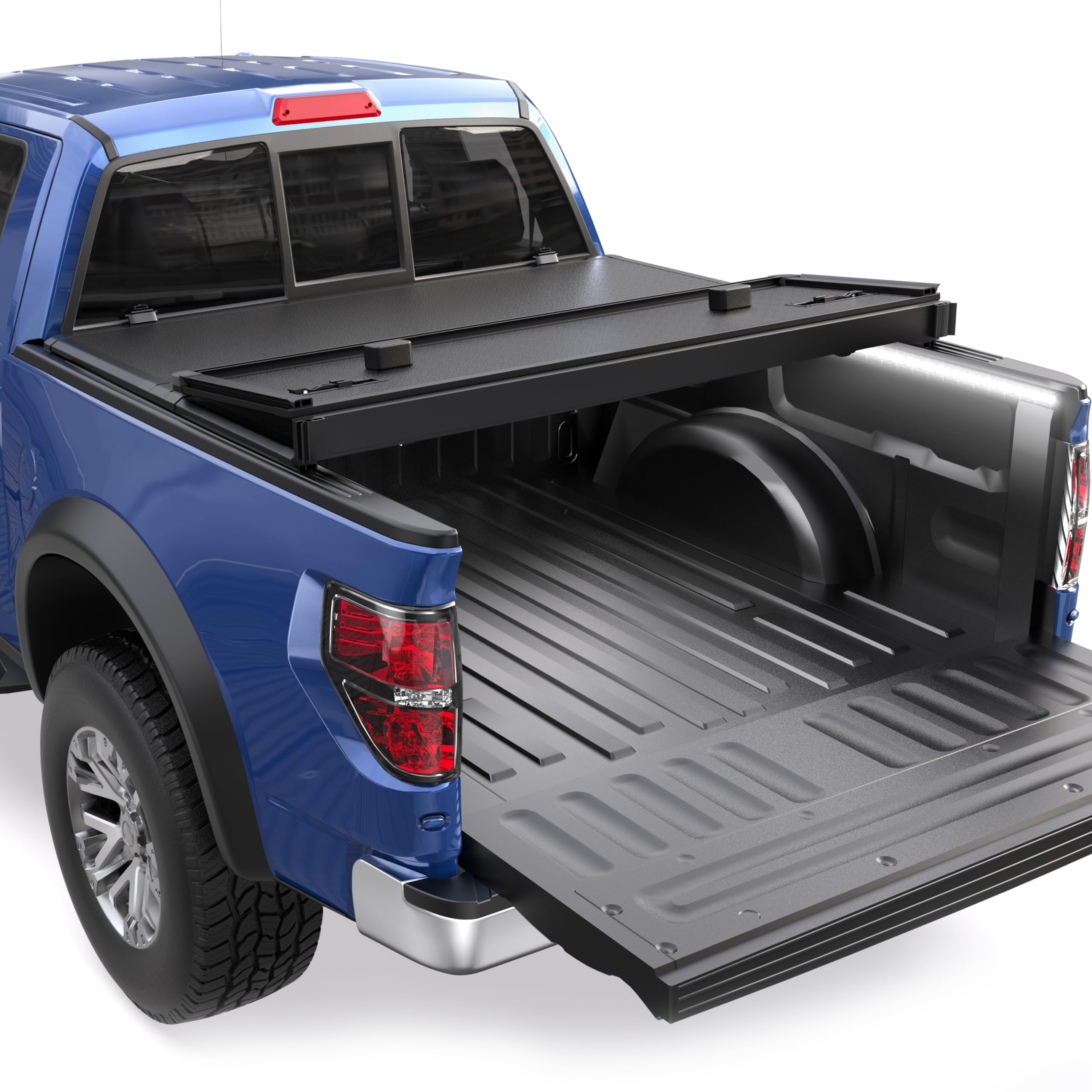 Amazon.com: KUIPERAUTO Fiberglass Hard Tri Truck Bed Tonneau Cover ...