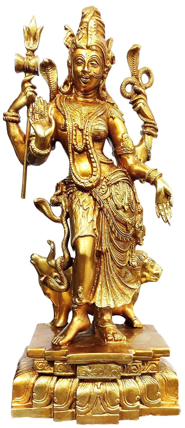 Buy Purpledip Ardhanarishwar Half Shiva Half Parvati Solid Pure Brass ...